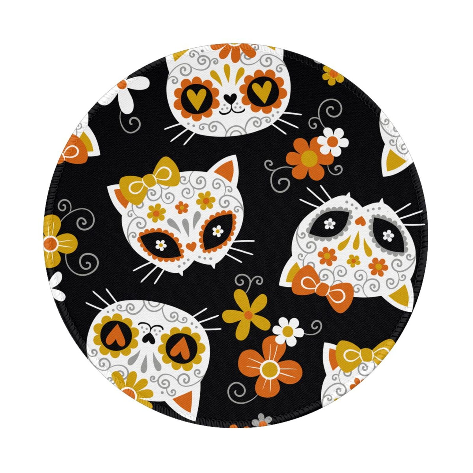 Disketp Cat Skulls And Flowers Small Mouse Pad 7.9x7.9 Inches,Washable ...