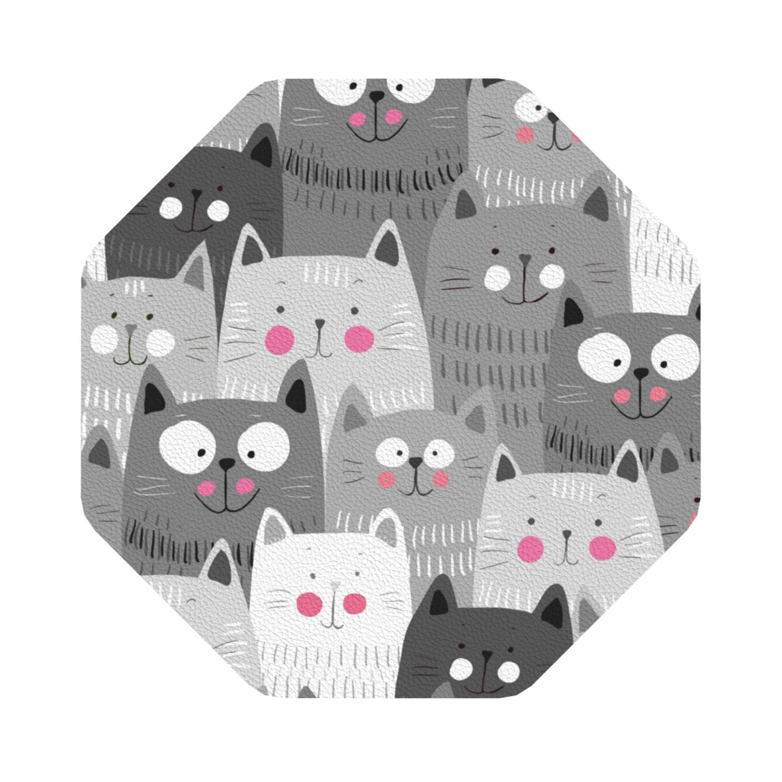 Disketp Cats Group Funny Coasters,4 Pcs Leather Coasters With Holder ...