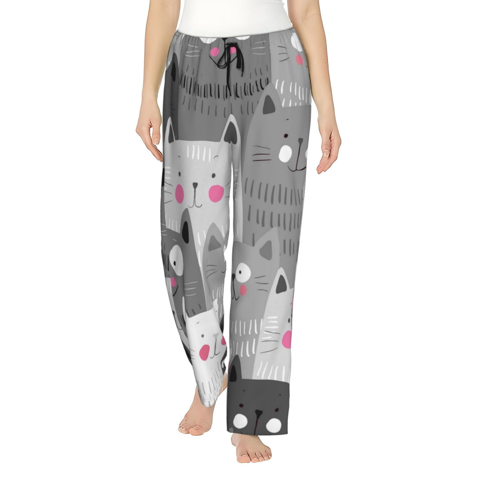 Disketp Cats Group Print Women'S Comfy Pajama Pants Casual Drawstring ...