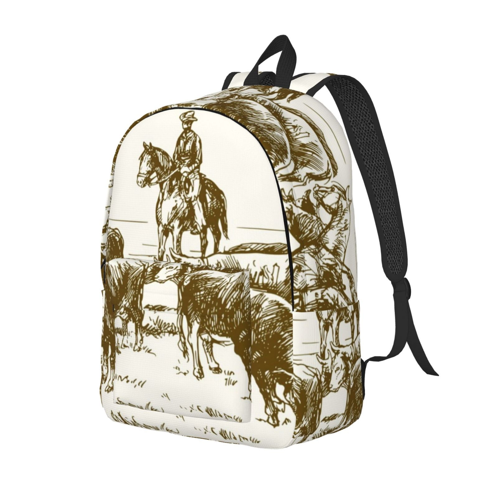 Disketp Cattle Drive By Two Cowboys Canvas Backpack Lightweight Travel ...