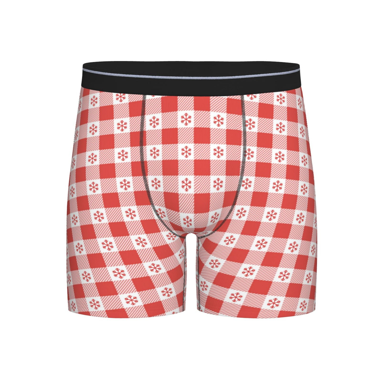 Disketp Checkered Christmas With Snowflakes Men's Boxer Briefs Men’s ...