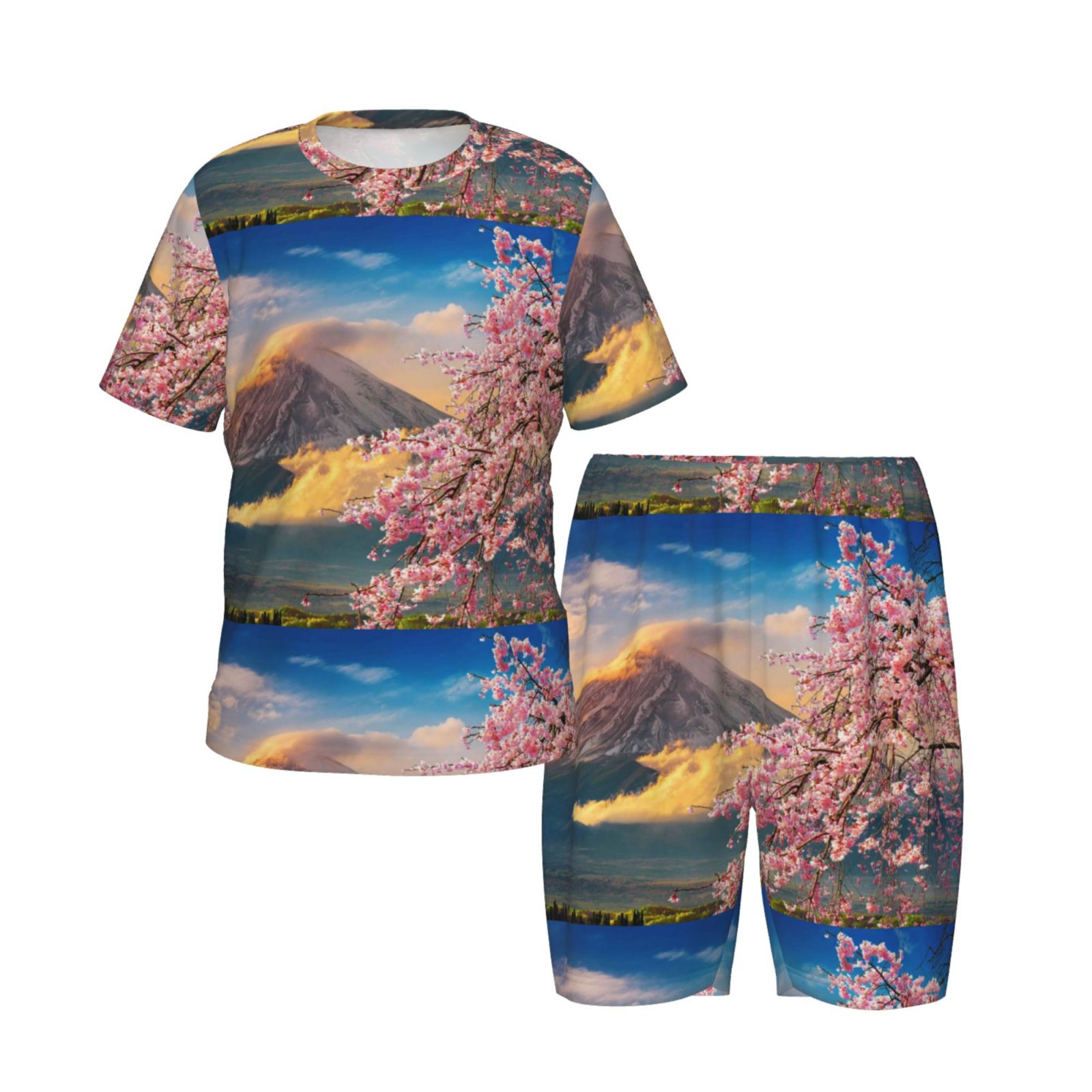 Disketp Cherry Blossoms for Kids Short Sleeve Pajamas Kids Summer Pjs ...