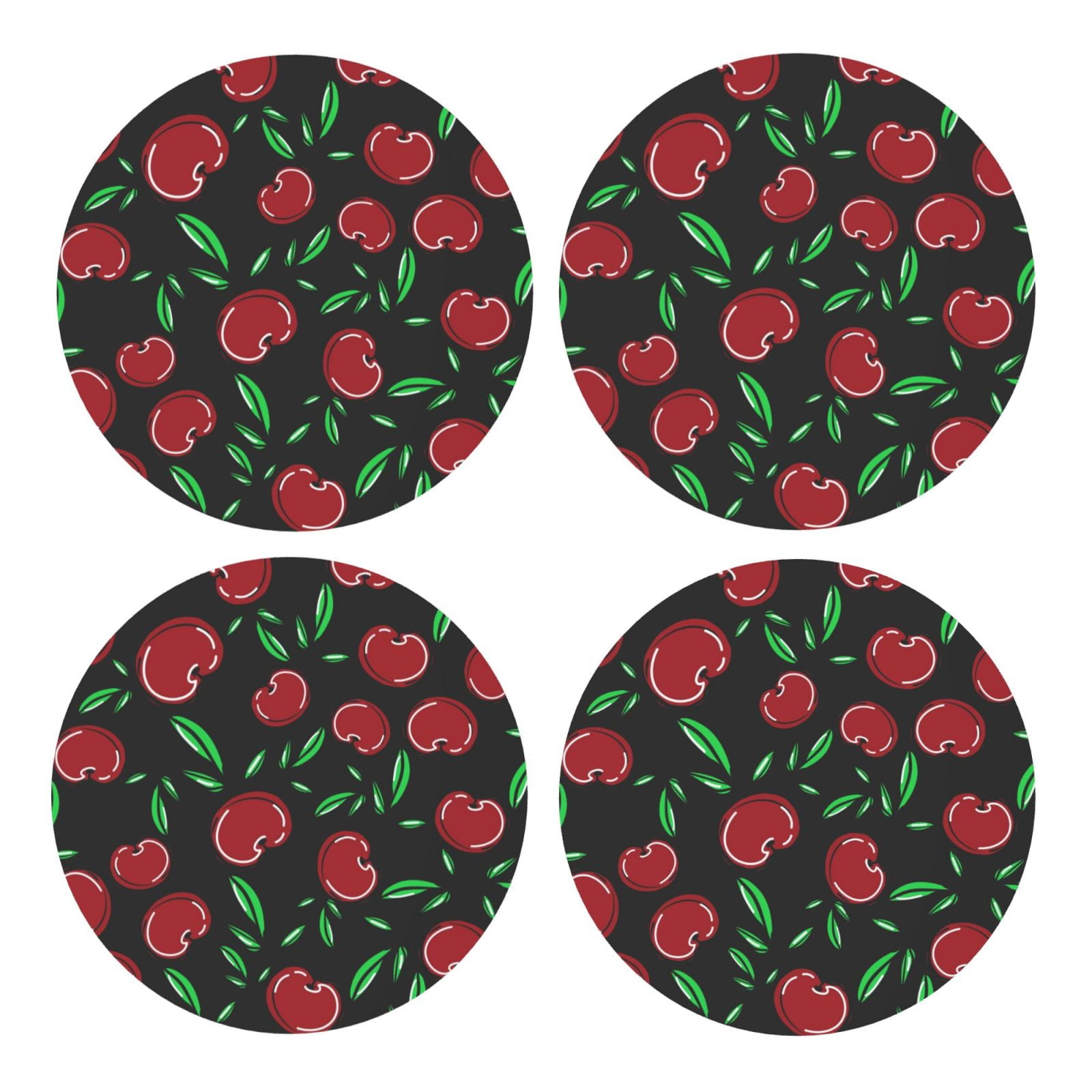 Disketp Cherry MDF Cork Coaster 4 Pcs - Absorbent Beverage Coasters for ...