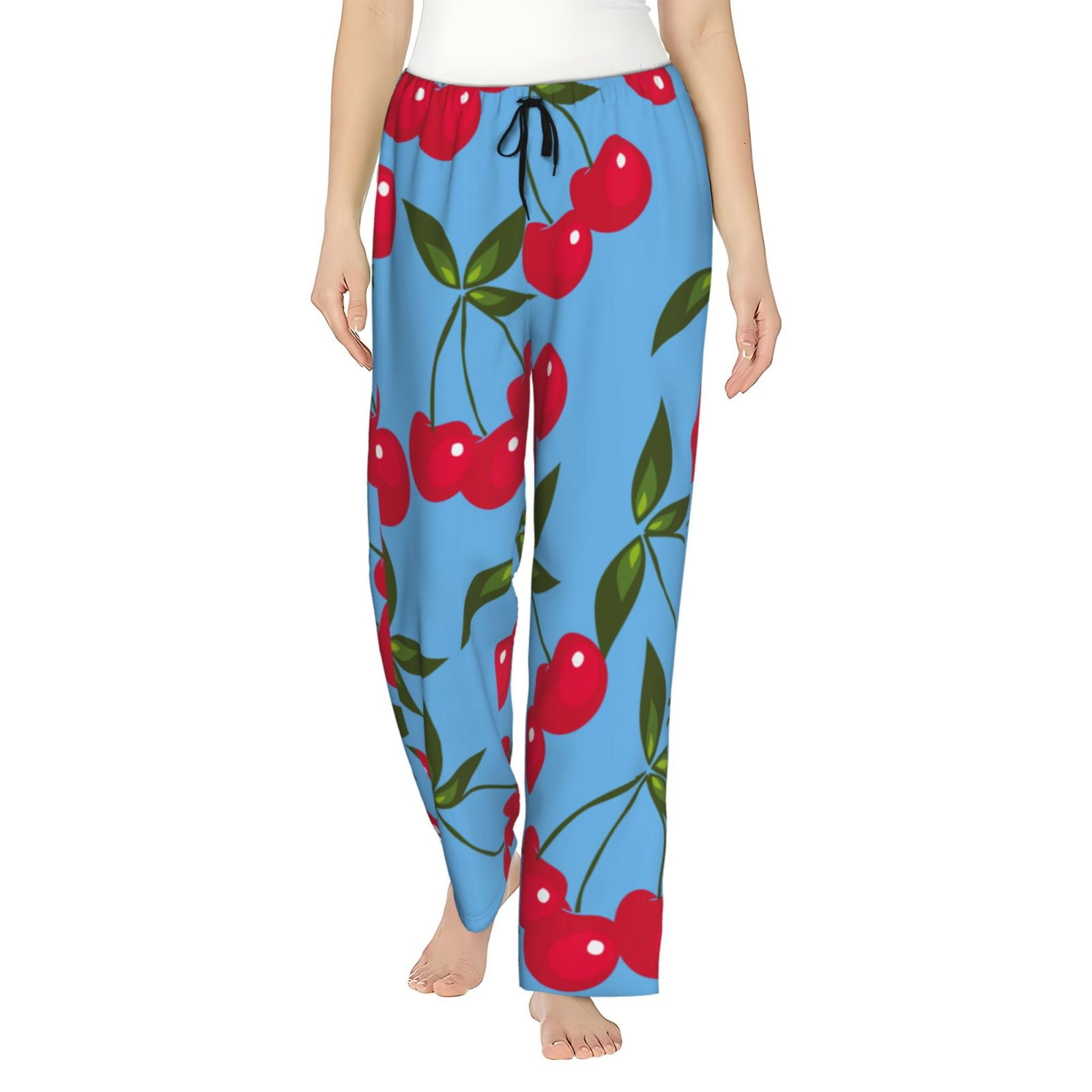 Disketp Cherry Print Women'S Comfy Pajama Pants Casual Drawstring ...