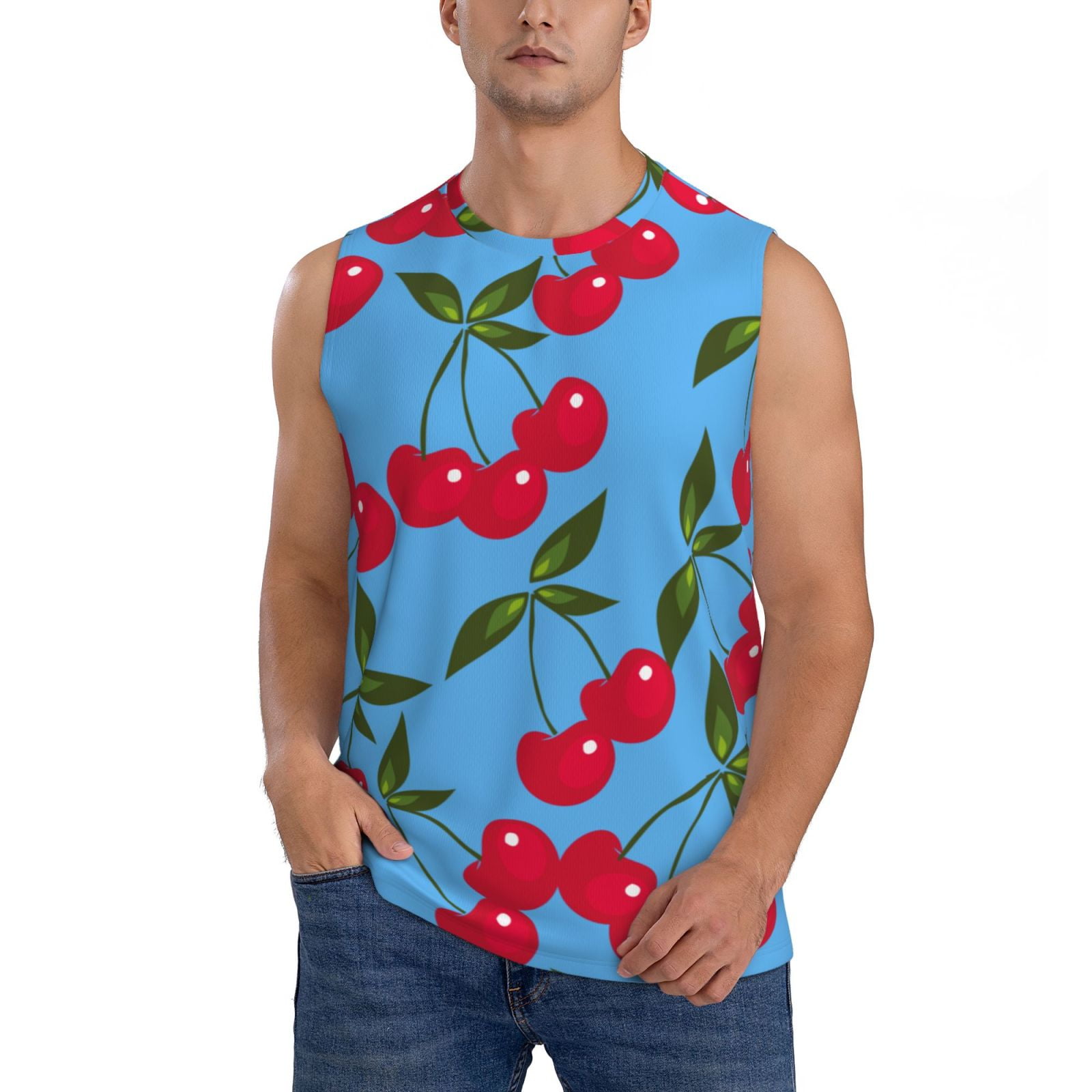 Disketp Cherry Sleeveless Tshirts For Men, Muscle Shirts For Men Dry ...