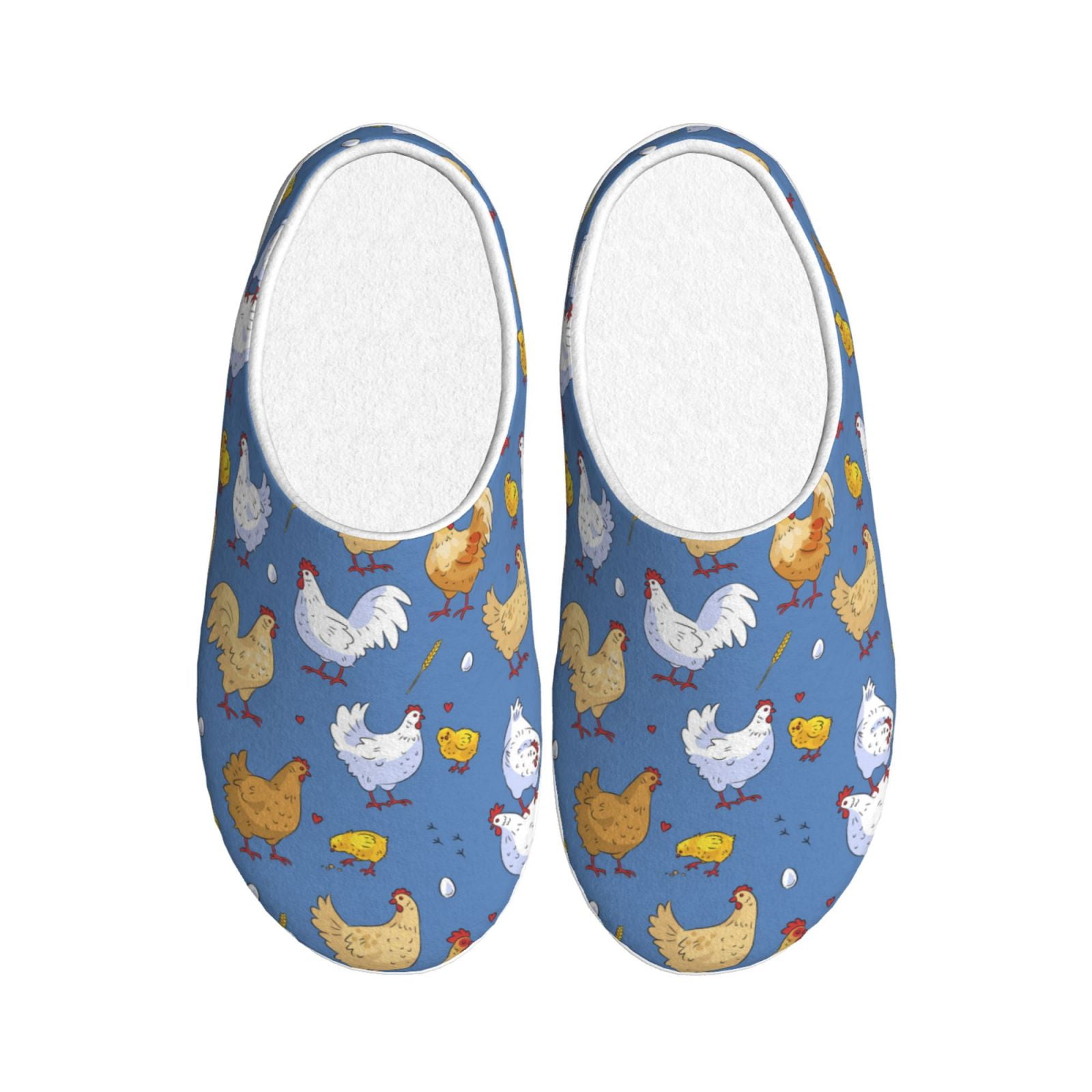 Disketp Chicken Family Women's Men's Slippers Plush Slip-On House ...