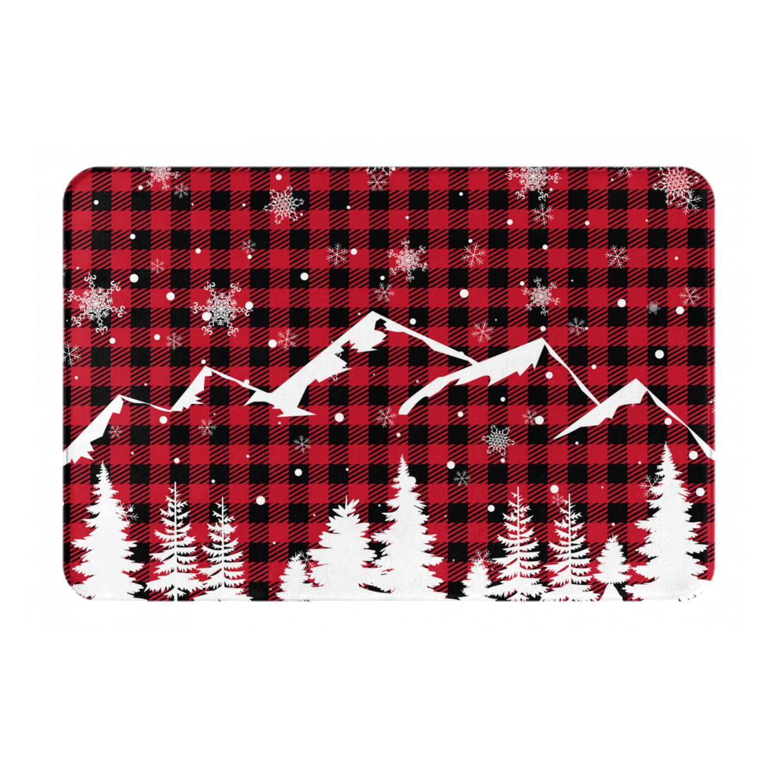 Disketp Christmas Tree Buffalo Plaid Mat For Front Door Outside ...