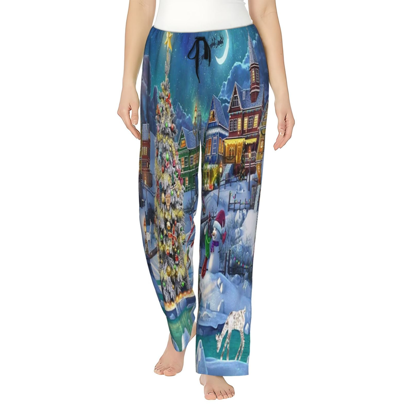 Disketp Christmas Tree Print Women'S Comfy Pajama Pants Casual ...