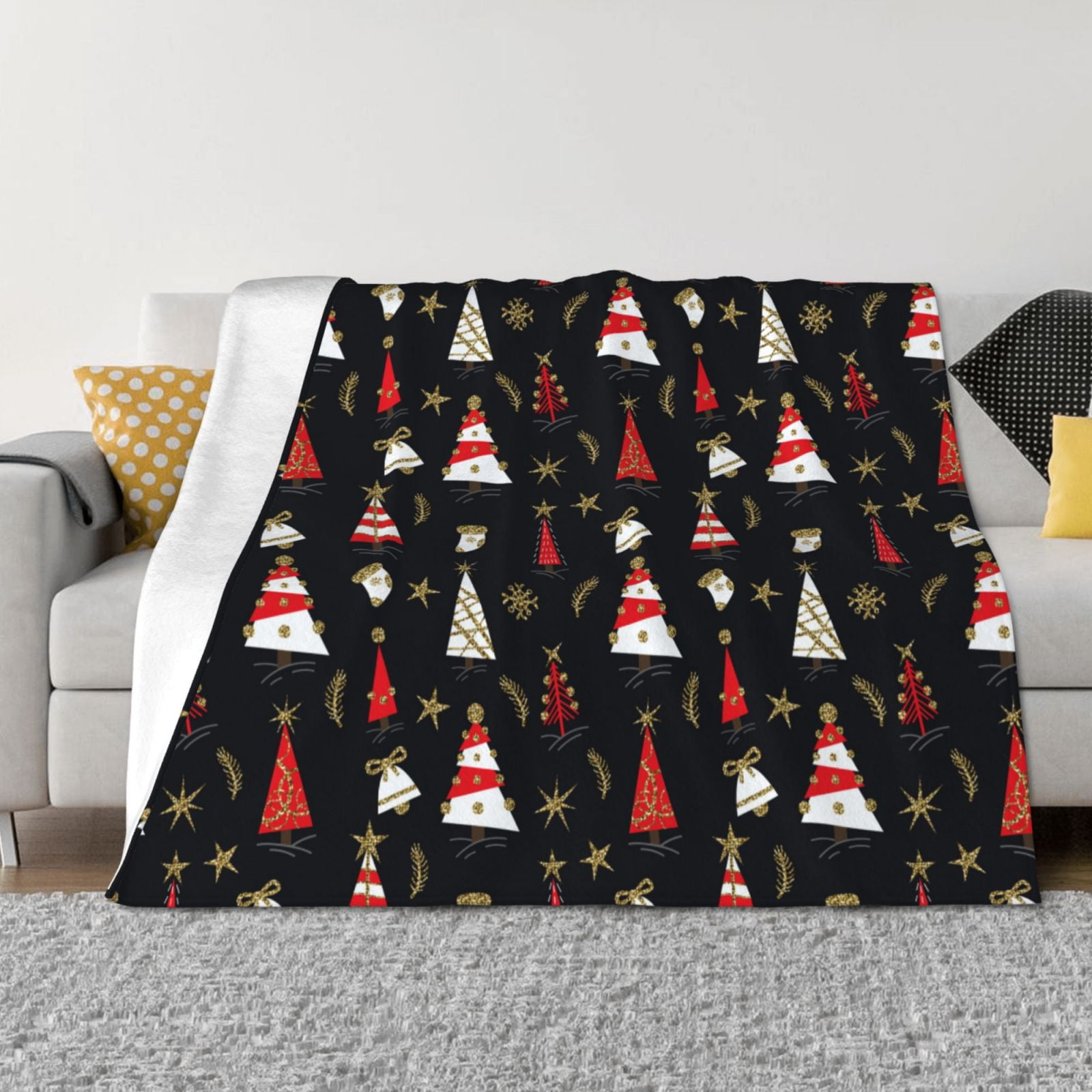 Disketp Christmas Tree and Gold Socks Flannel Blankets - Thick and Warm ...
