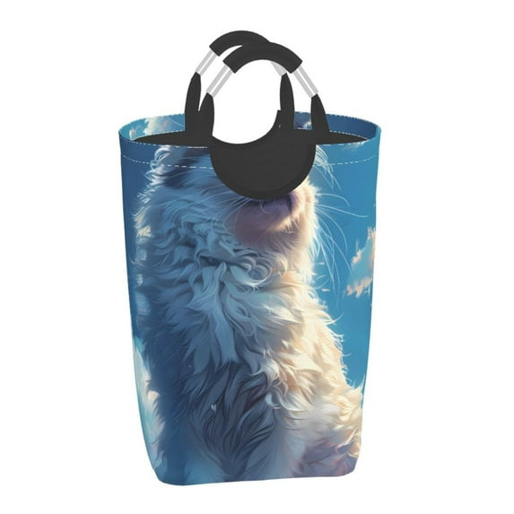 Disketp Clear Sky Blue Cat Square Laundry Bag Large Collapsible Dirty ...