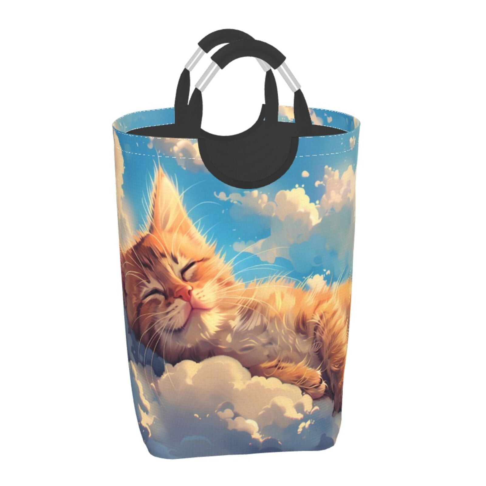 Disketp Cloud Sleeping Cat Square Laundry Bag Large Collapsible Dirty ...