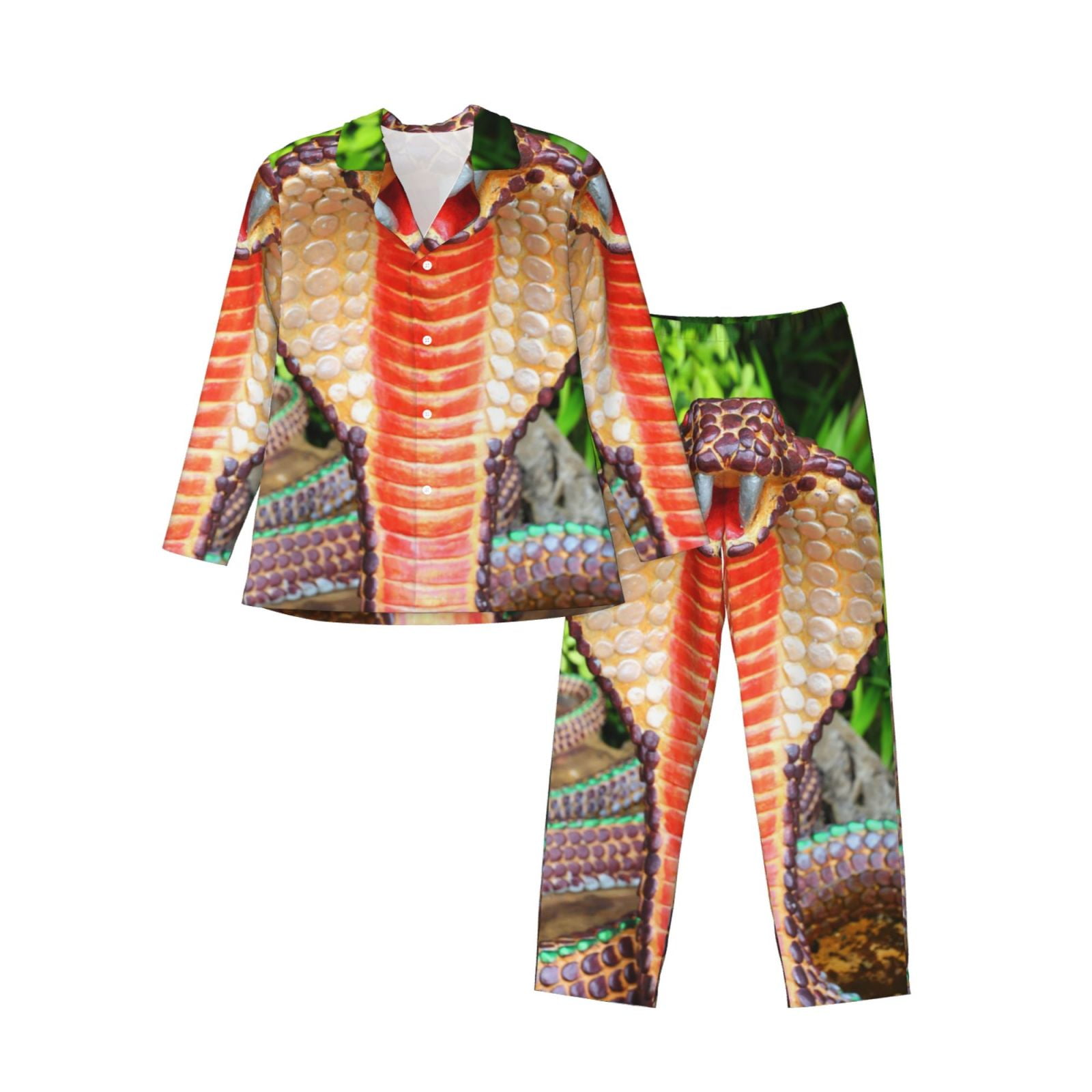 Disketp Cobra Snake for Pajamas Set Long Sleeve Sleepwear Mens Button ...