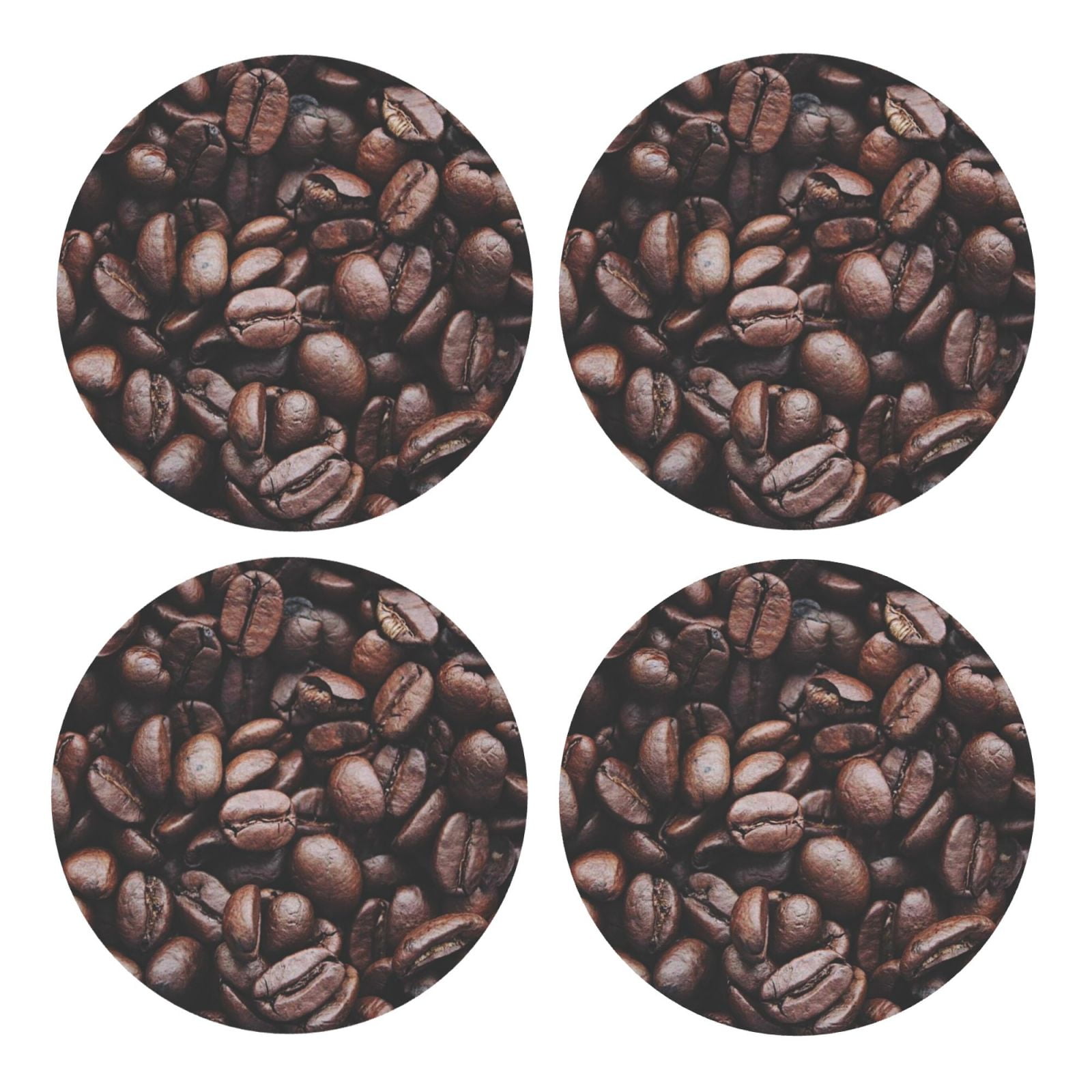 Disketp Coffee Bean MDF Cork Coaster 4 Pcs - Absorbent Beverage ...