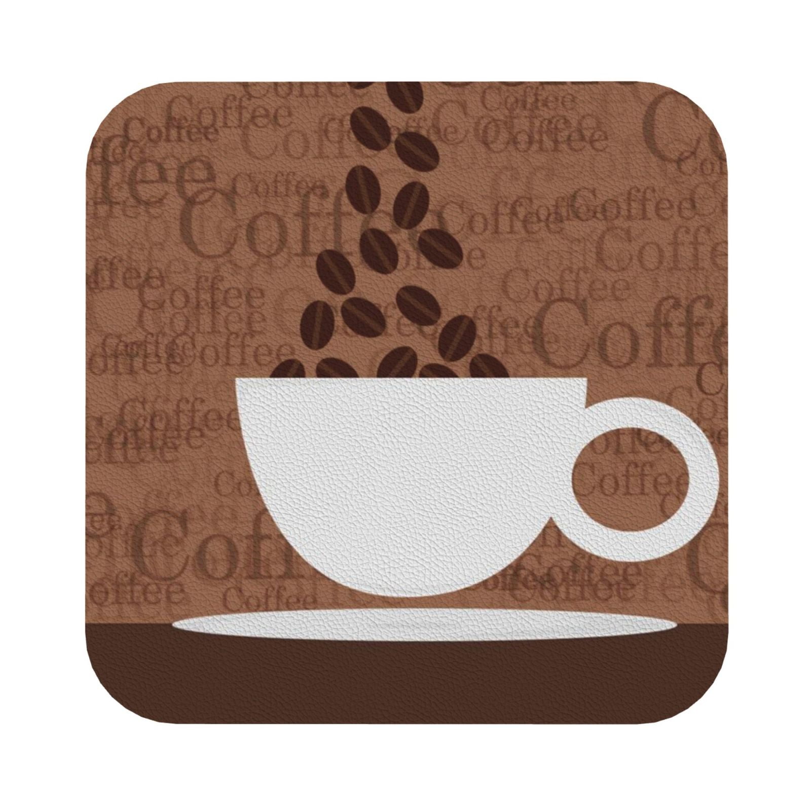 Disketp Coffee Cafe Cup Funny Coasters,4 Pcs Leather Coasters With ...