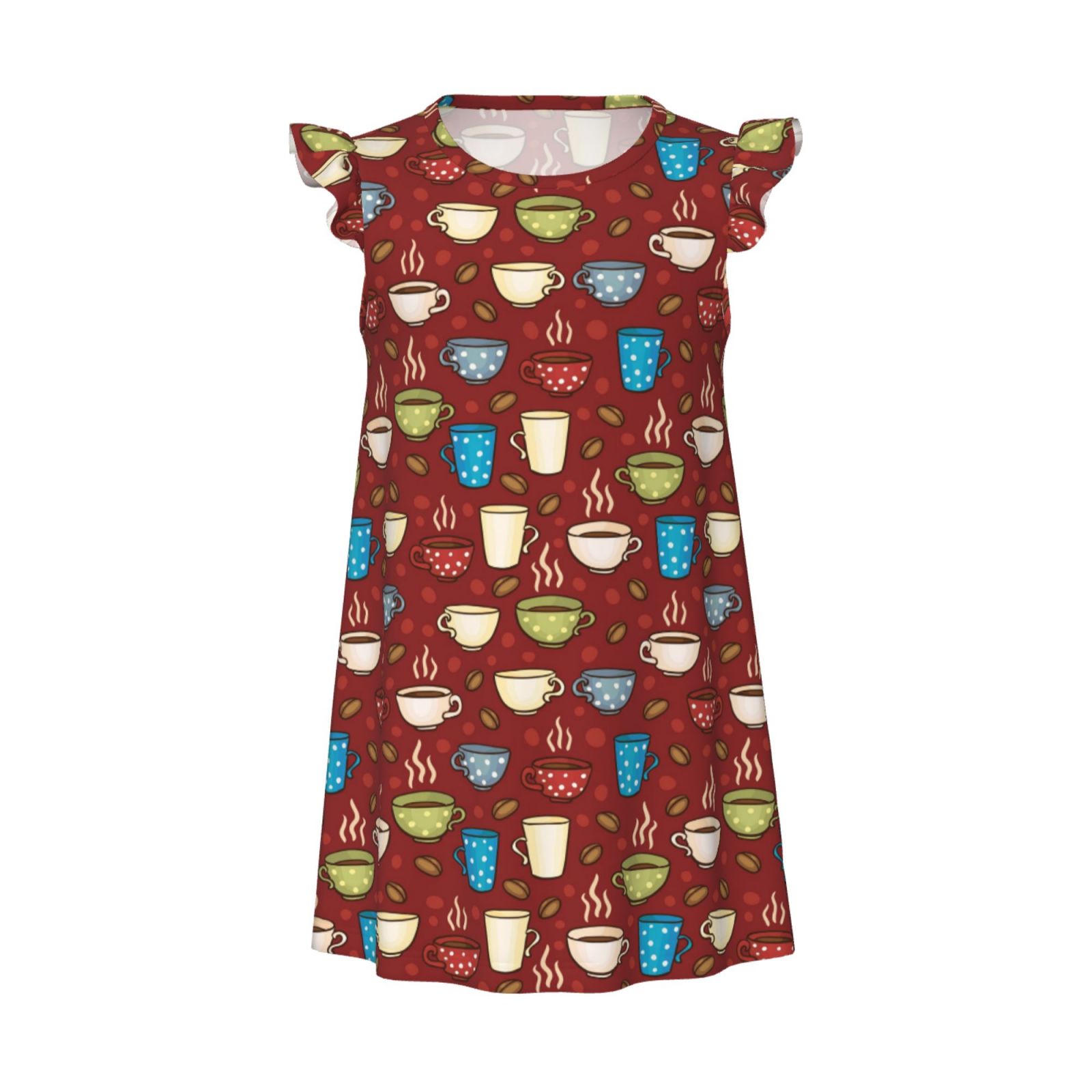 Disketp Coffee Cups Print Girls Nightgowns 3-10 Years Flutter Short ...