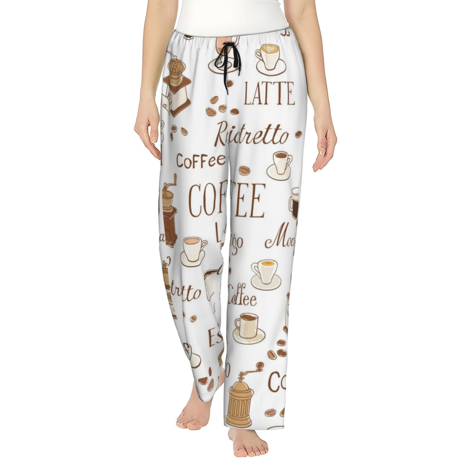 Disketp Coffee Print Women'S Comfy Pajama Pants Casual Drawstring ...