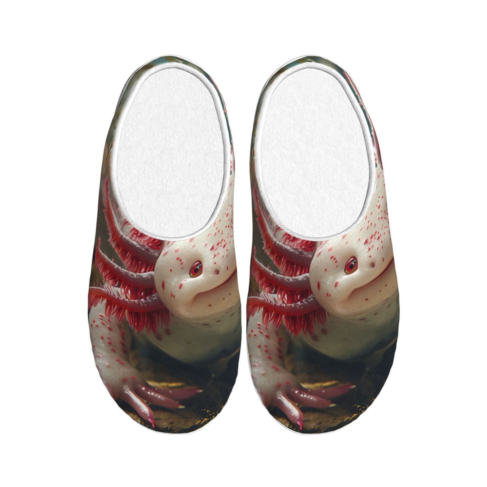 Disketp Colorful Axolotl Underwater Women's Men's Slippers Plush Slip ...