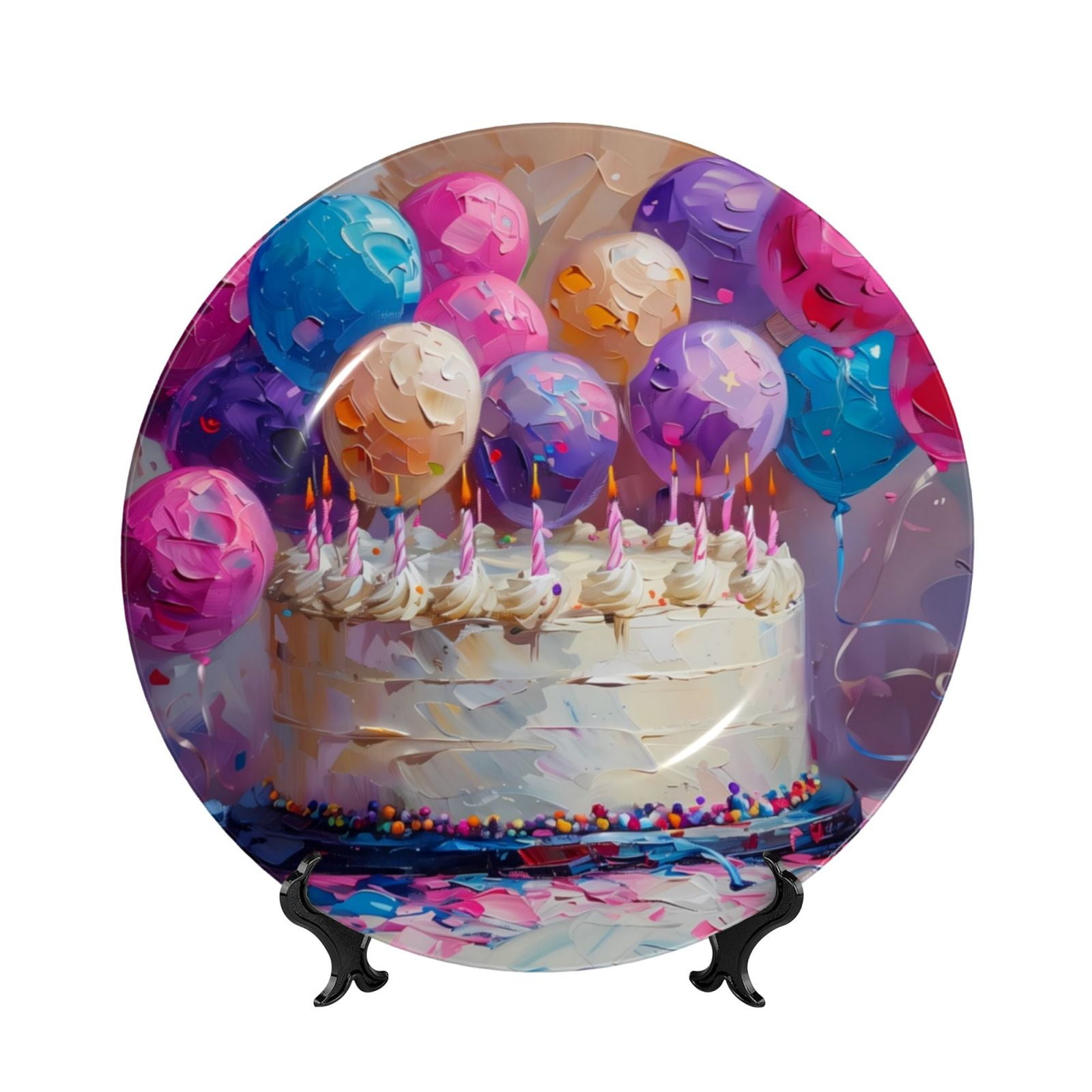 Disketp Colorful Balloon Cake Celebration Ceramic Plate Dinner Plates ...