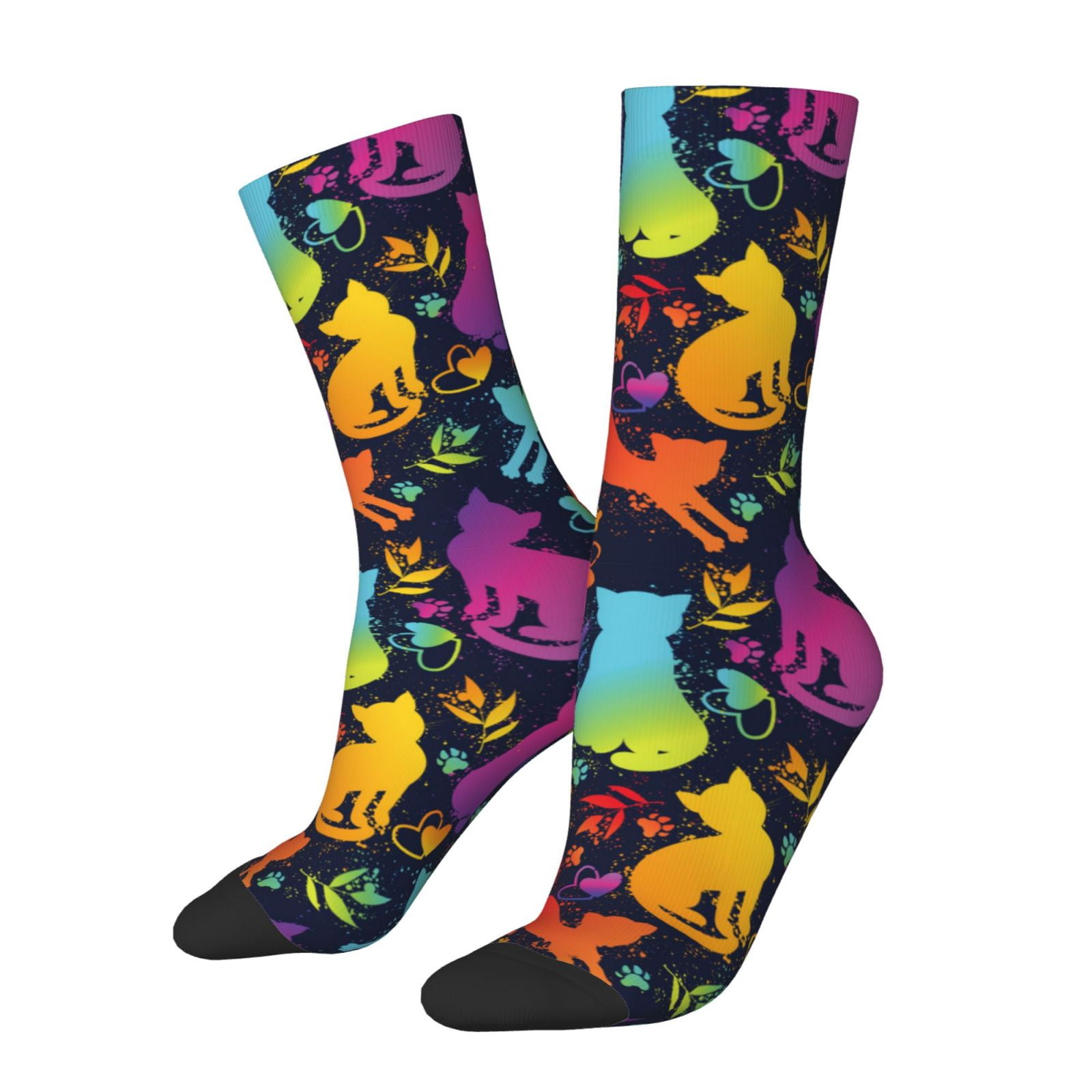 Disketp Colorful Cats Unisex Crew Socks Lightweight Breathable Ventilation Ankle Socks, Mid-calf ...
