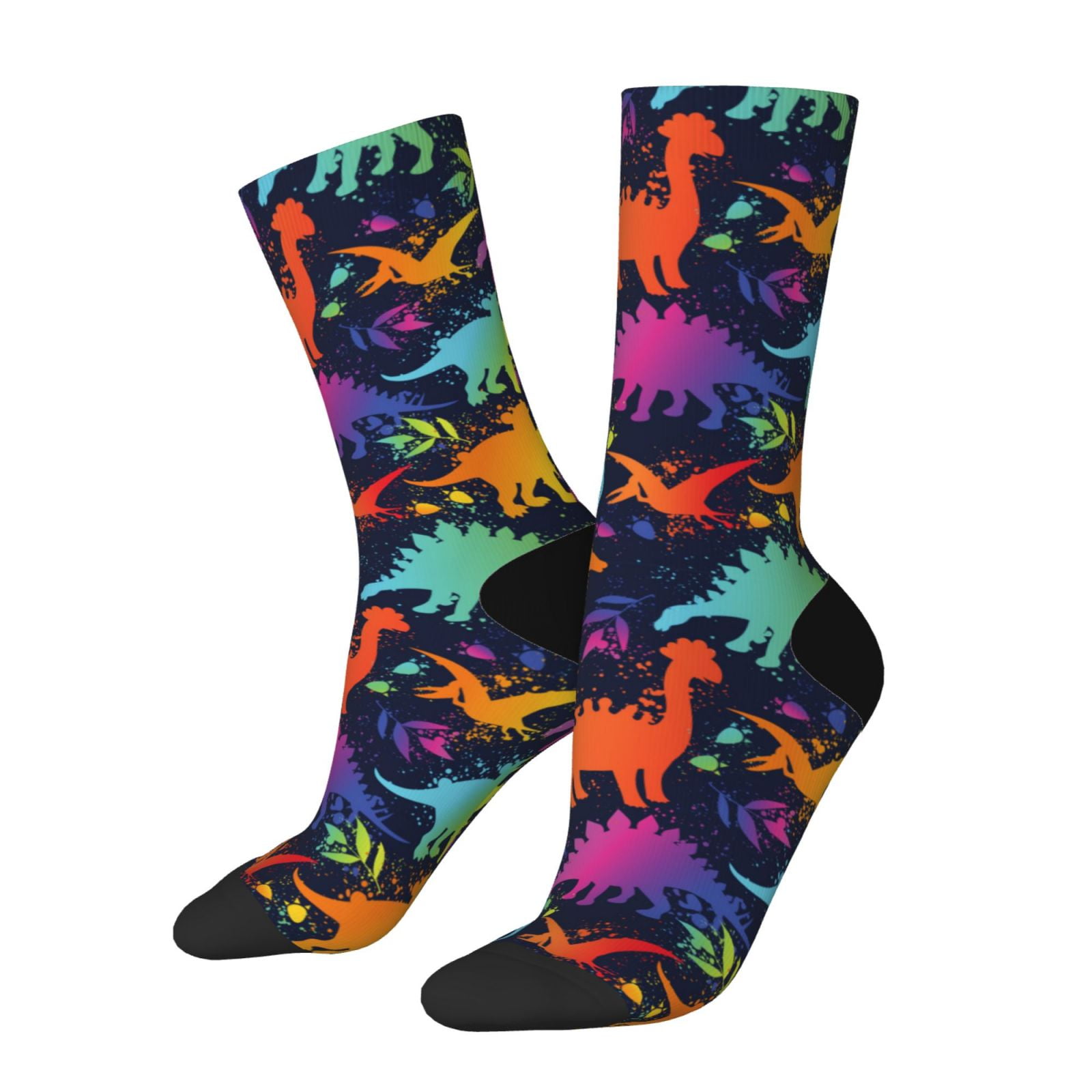 Disketp Colorful Dinosaur Unisex Crew Socks Lightweight Breathable ...