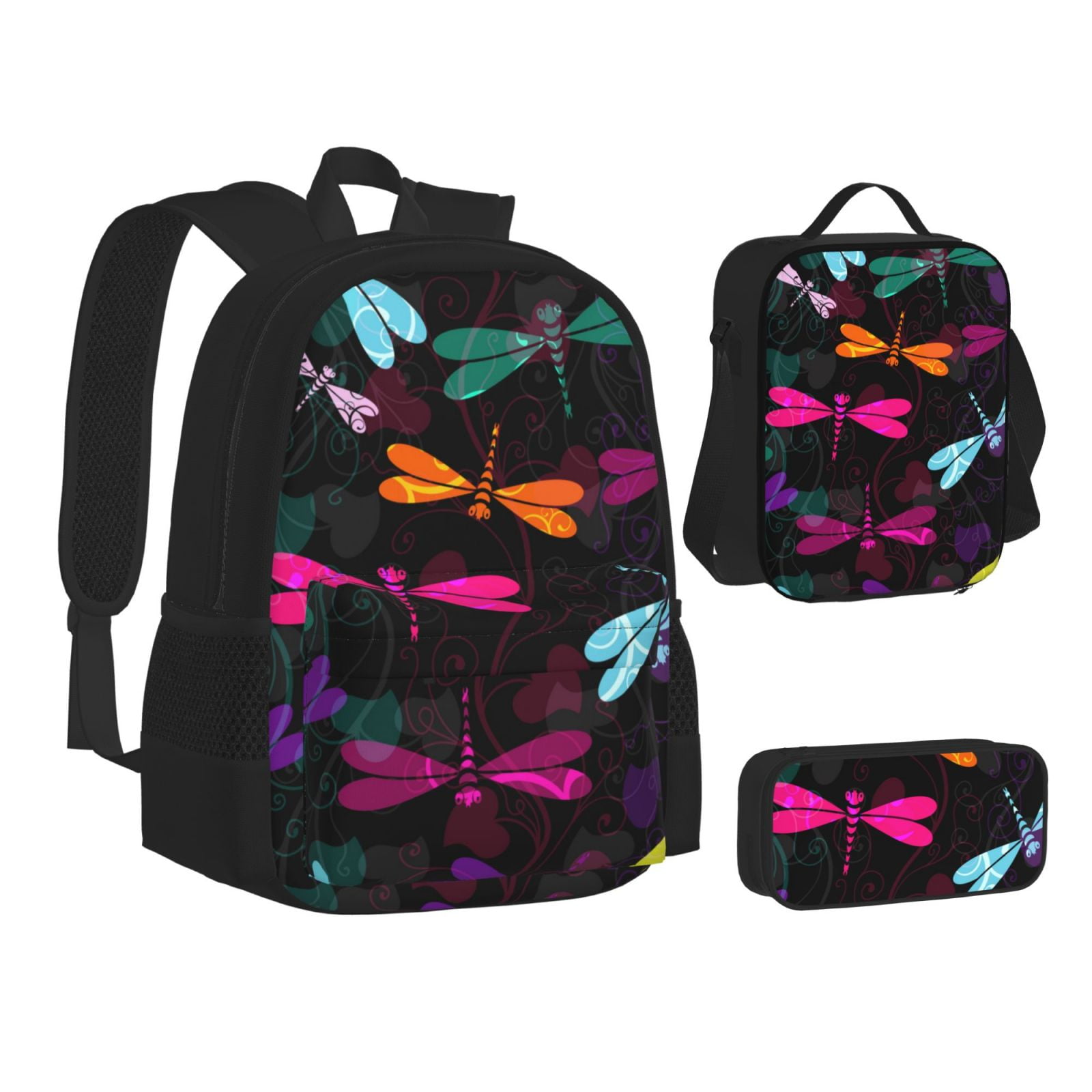 Disketp Colorful Dragonflies Large Capacity Backpack Lunch Bag Pencil ...