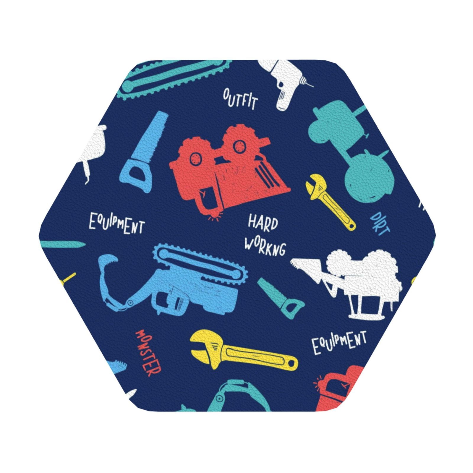 Disketp Colorful Excavator Funny Coasters,4 Pcs Leather Coasters With ...