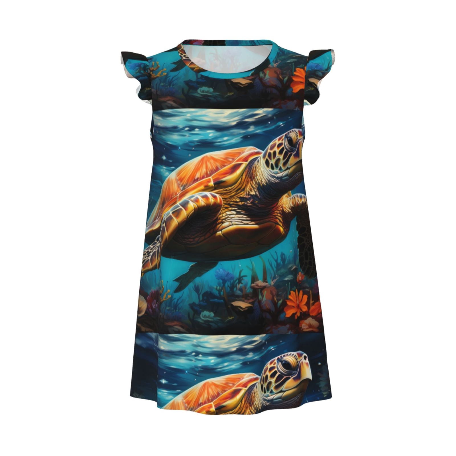 Disketp Colorful Flower Sea Turtle Print Girls Nightgowns 3-10 Years ...