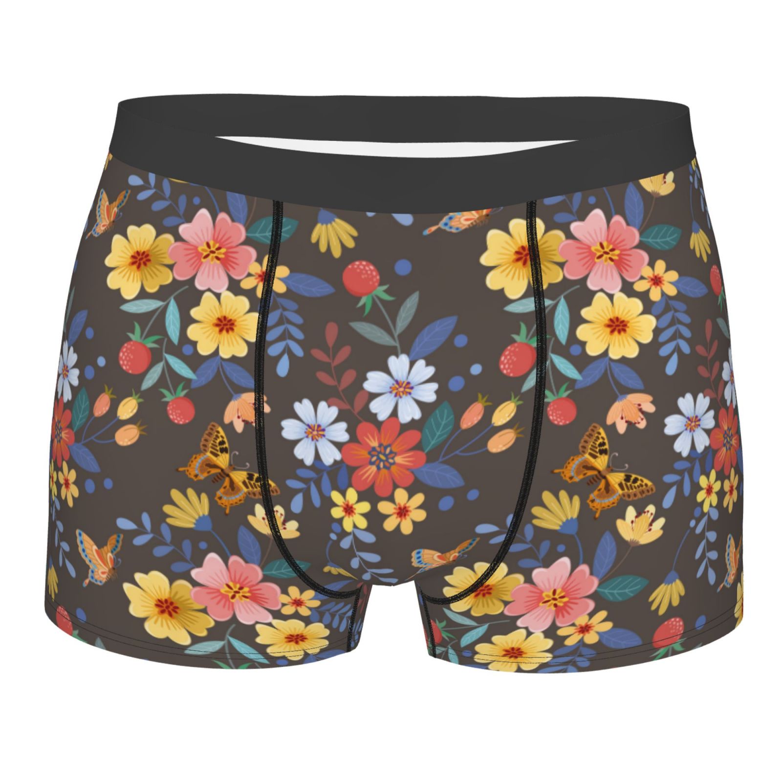 Disketp Colorful Flowers With Butterfly Men'S Boxer Briefs,Soft And ...
