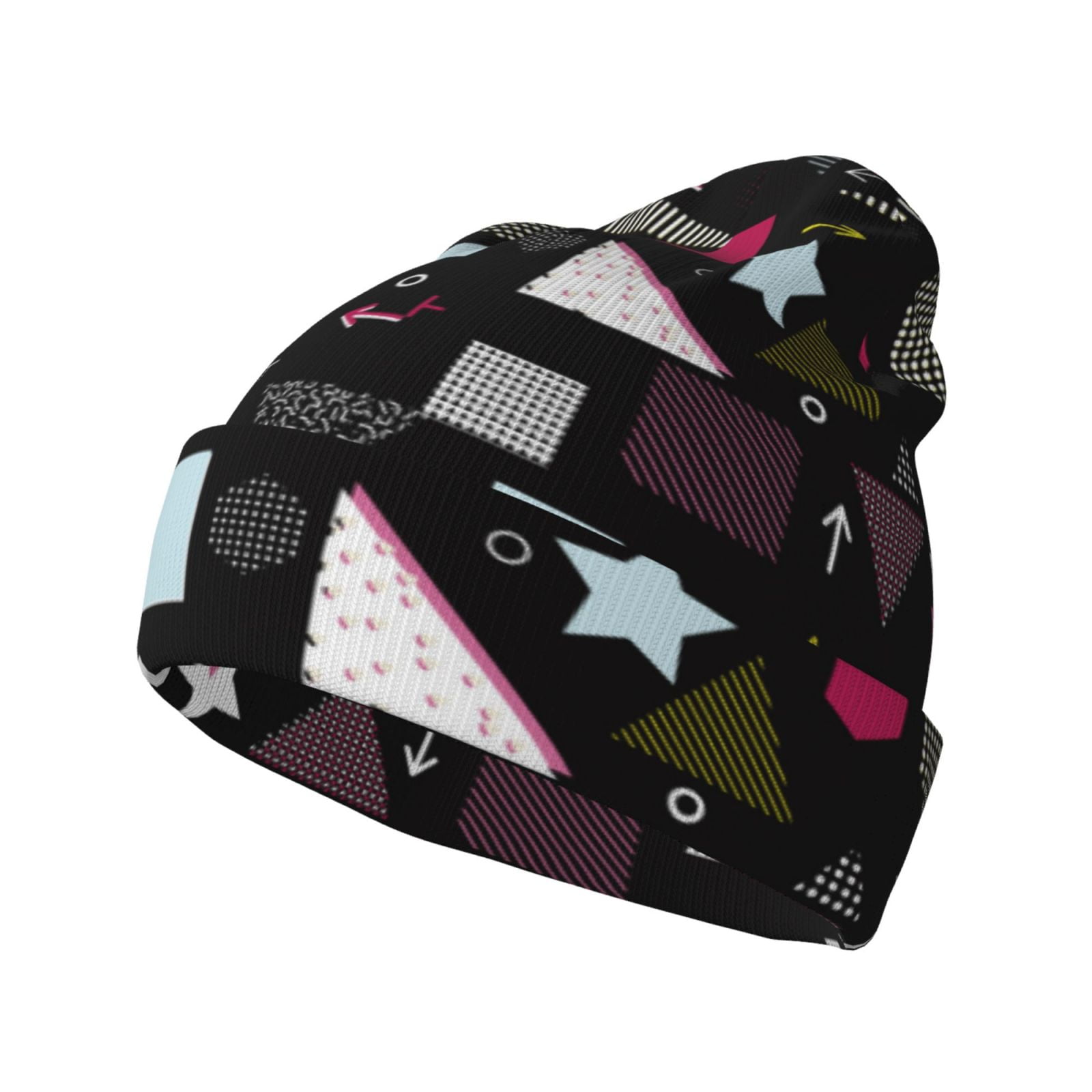 Disketp Colorful Geometry Winter Beanie for Men Women Beanie Knit Hat ...