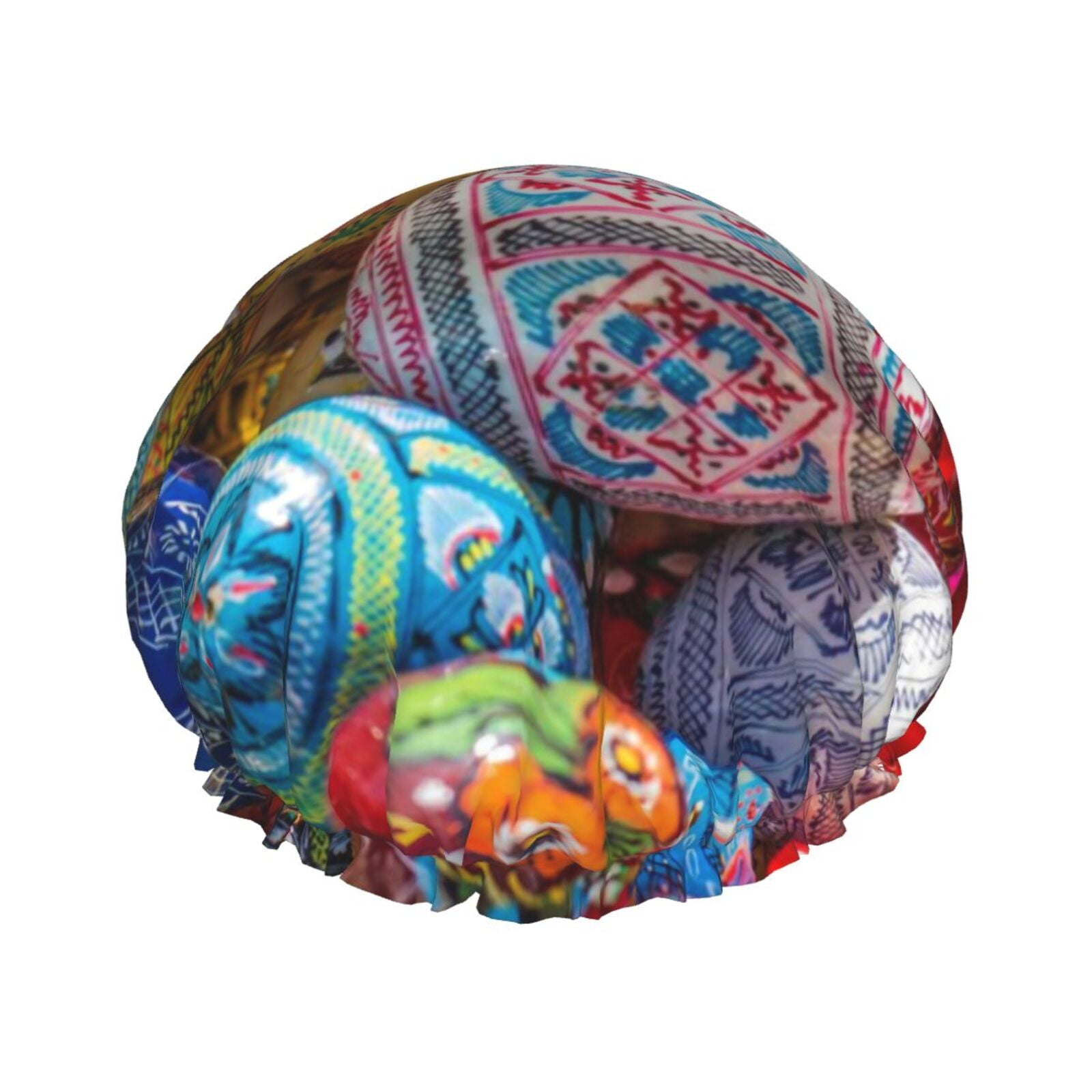 Disketp Colorful Hand Painted Easter Eggs Shower Caps,Reusable Shower ...