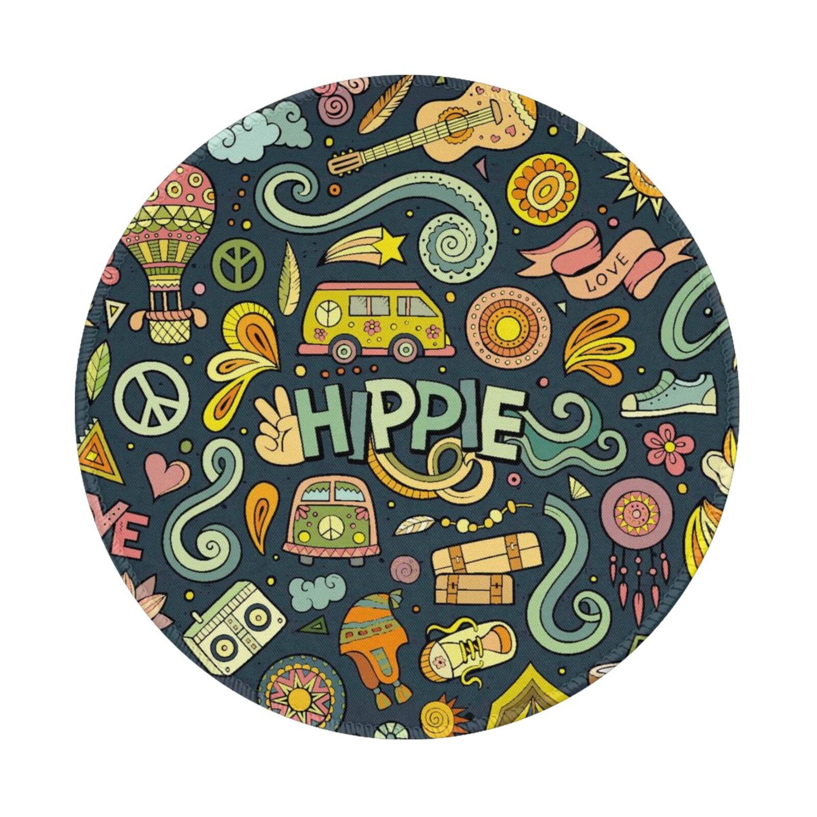 Disketp Colorful Hippie Small Mouse Pad 7.9x7.9 Inches,Washable Round ...