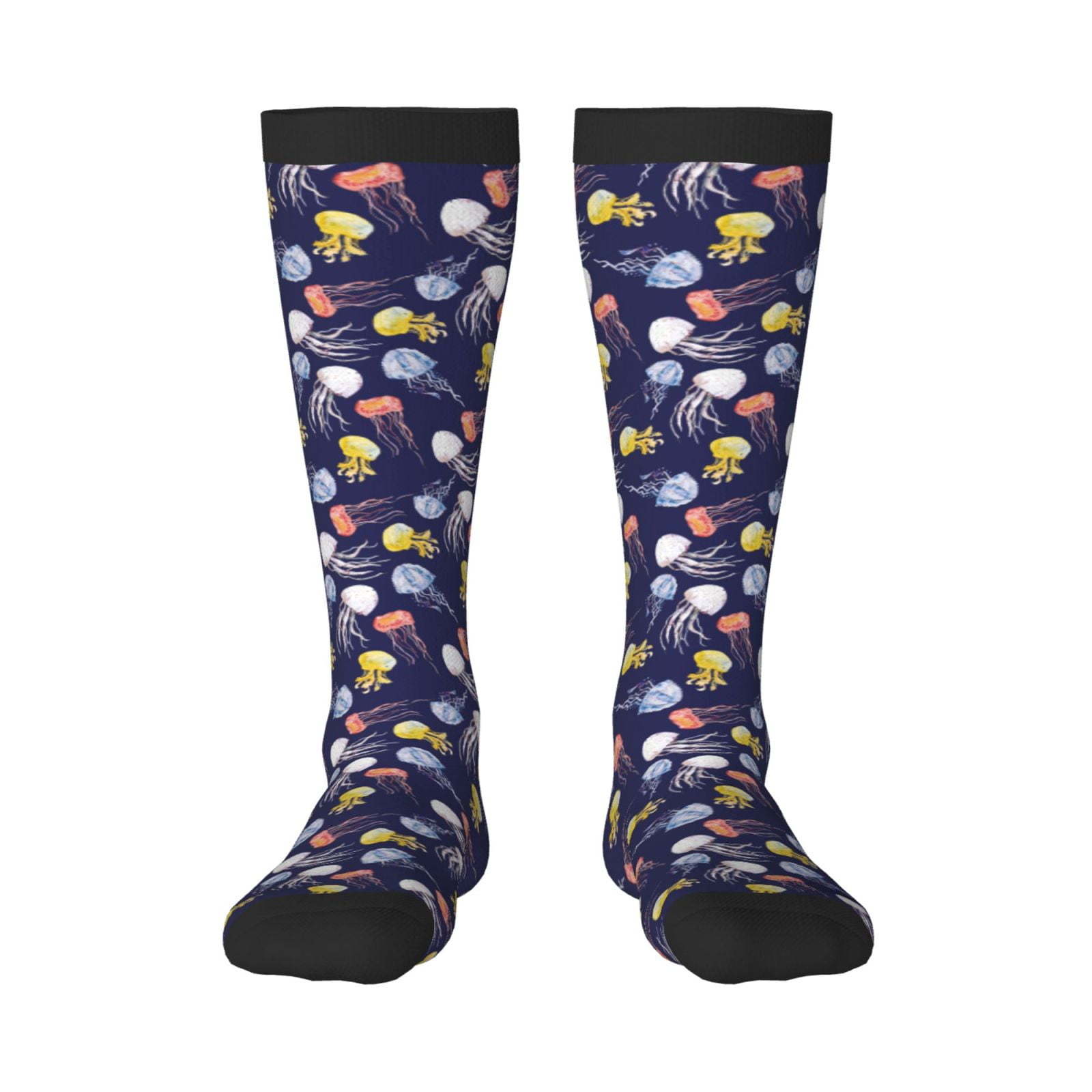 Disketp Colorful Jellyfish Print Unisex Contrast Color Stockings ...