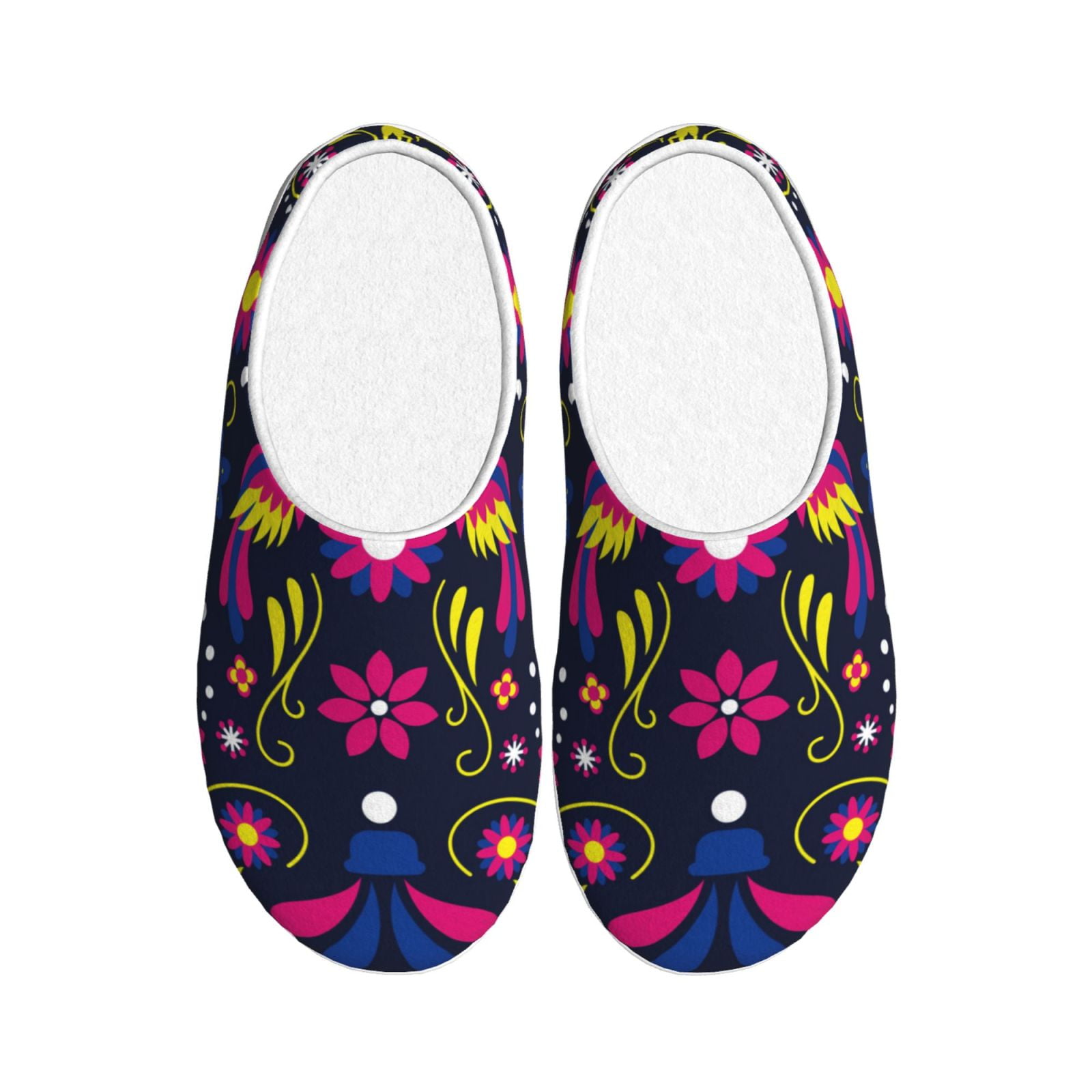 Disketp Colorful Mexican Women's Men's Slippers Plush Slip-On House ...