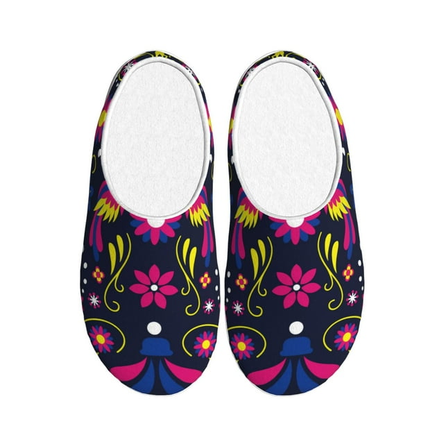 Disketp Colorful Mexican Women's Men's Slippers Plush Slip-On House ...