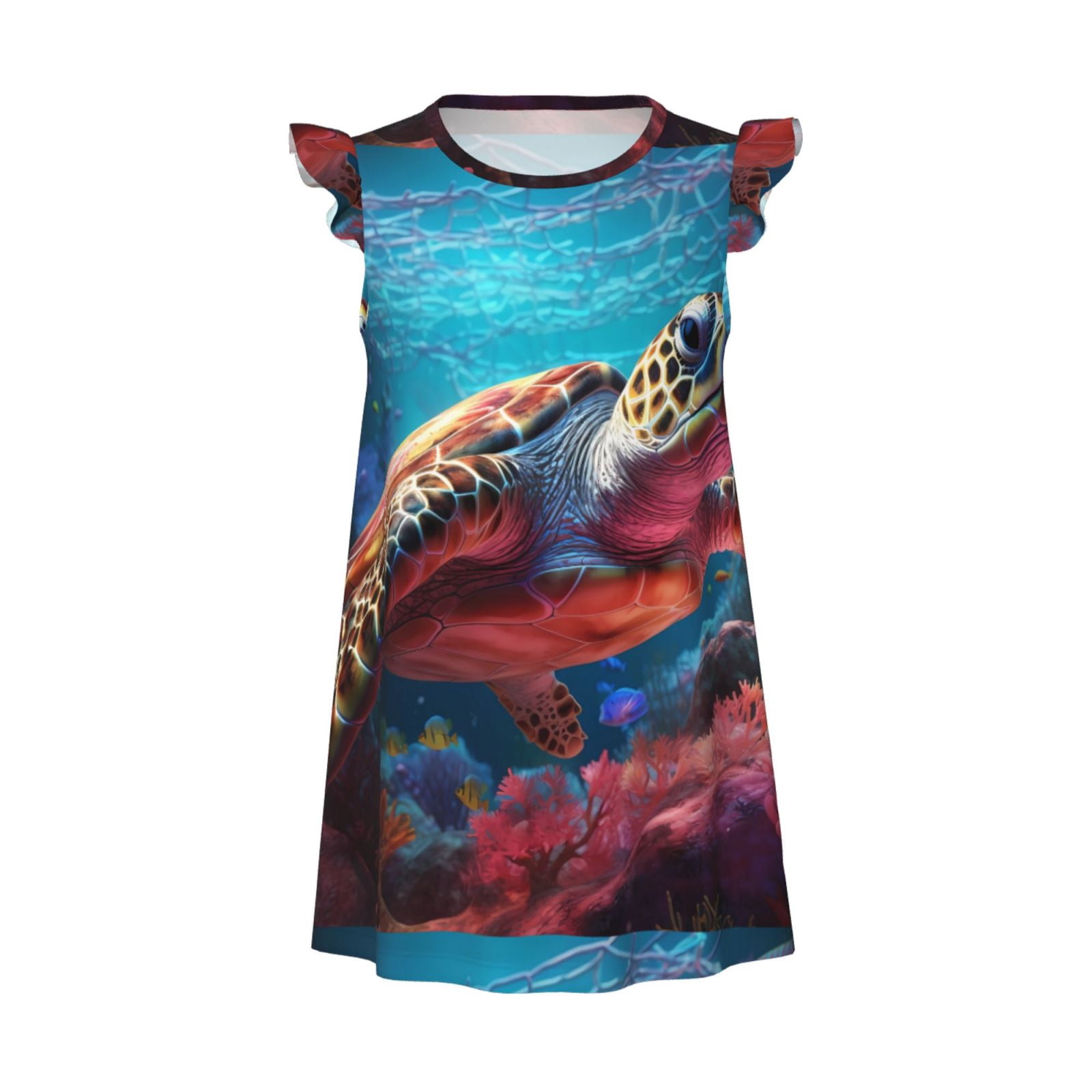 Disketp Colorful Ocean Sea Turtle Print Girls Nightgowns 3-10 Years ...