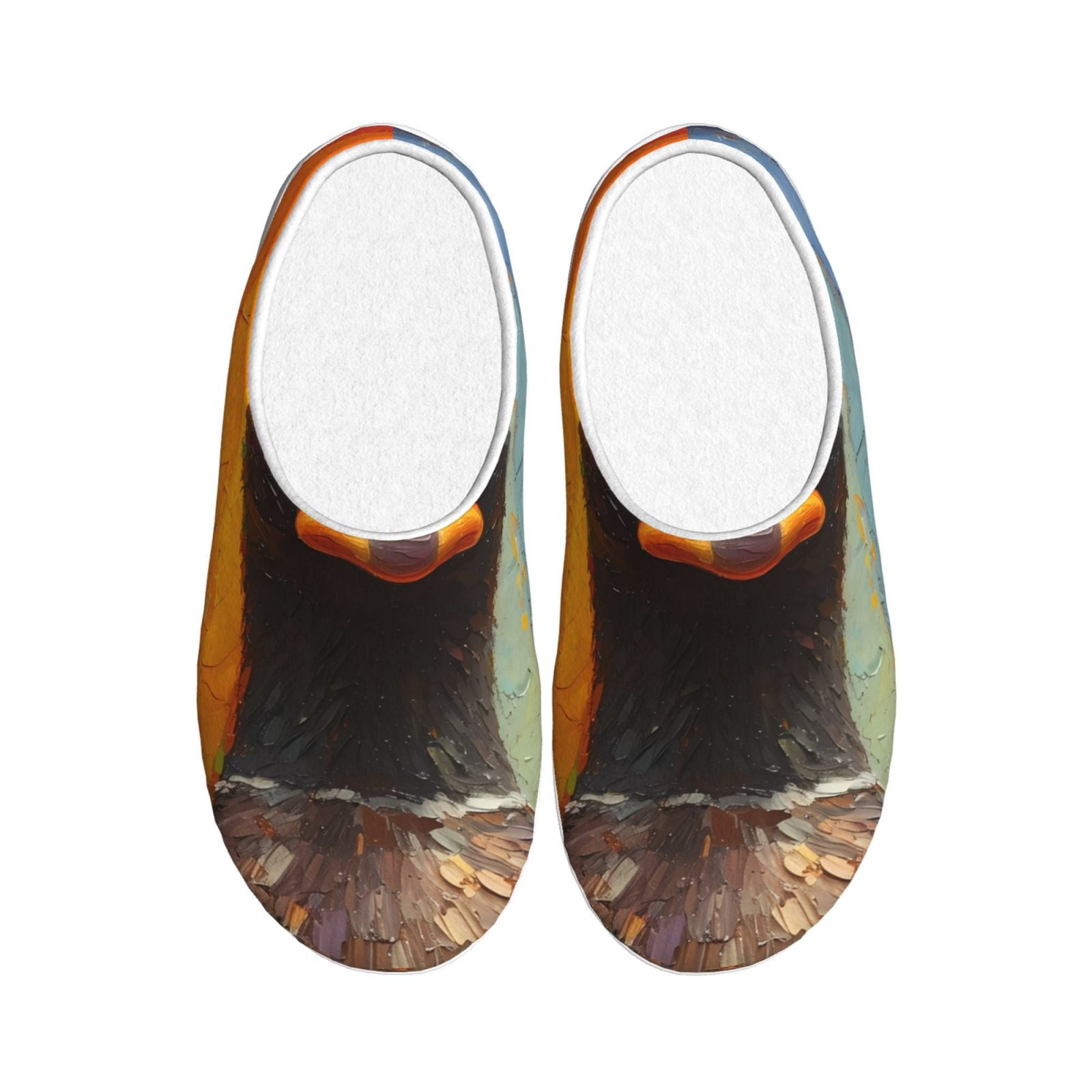Disketp Colorful Painted Duck Women's Men's Slippers Plush Slip-On ...