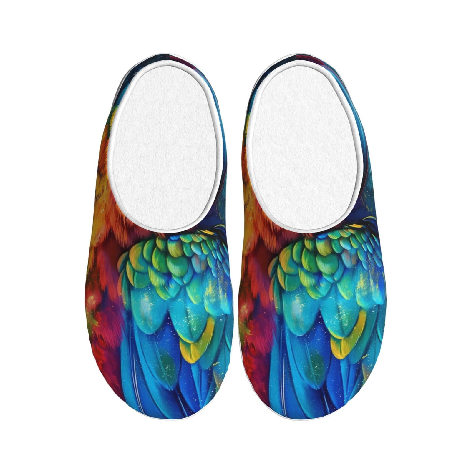Disketp Colorful Parrot Jungle Dream Women's Men's Slippers Plush Slip ...