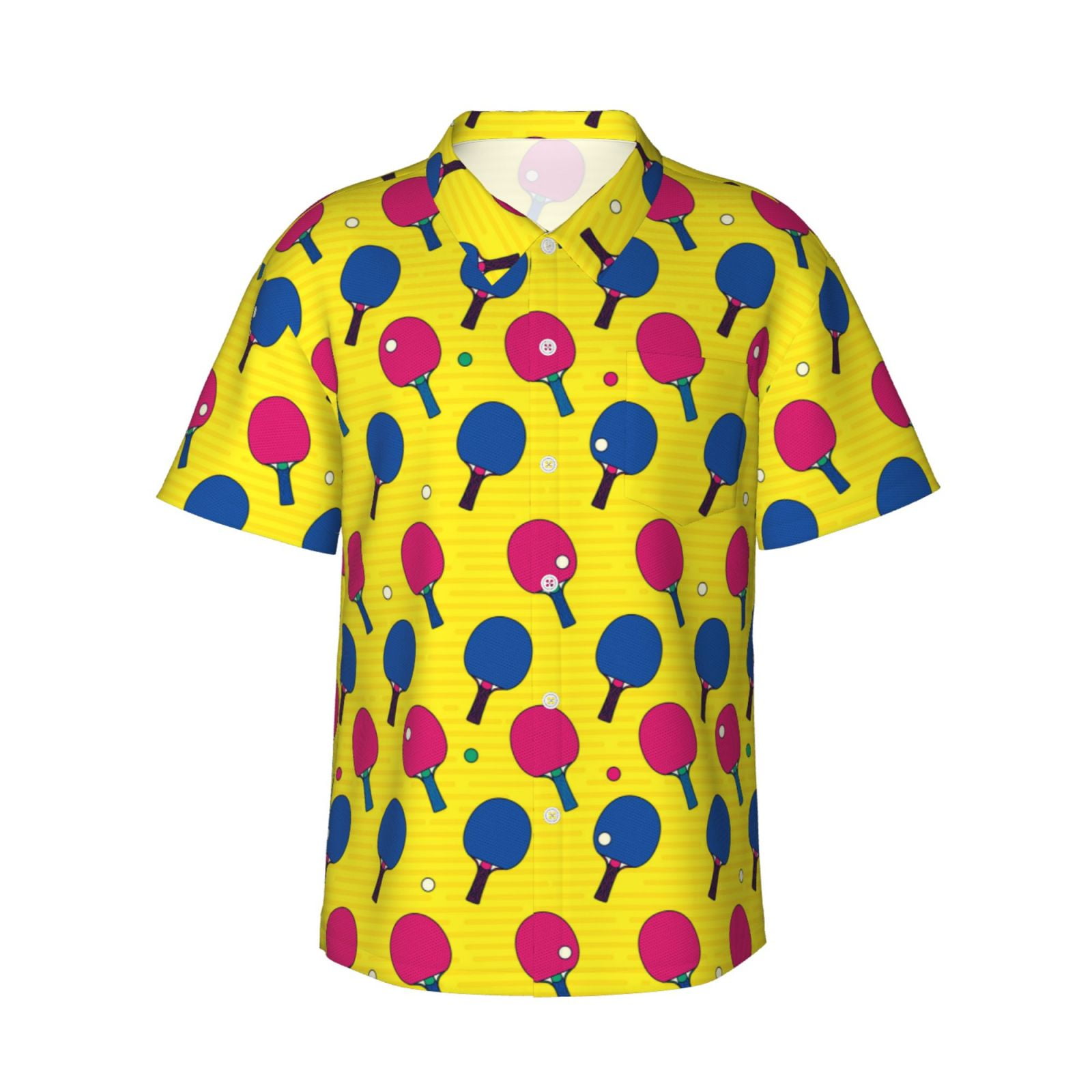 Disketp Colorful Ping Pong Hawaiian Shirts for Men,Mens Casual Short ...