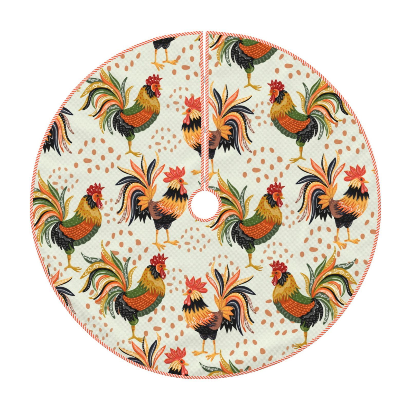 Disketp Colorful Roosters Christmas Tree Skirt, Christmas Tree ...