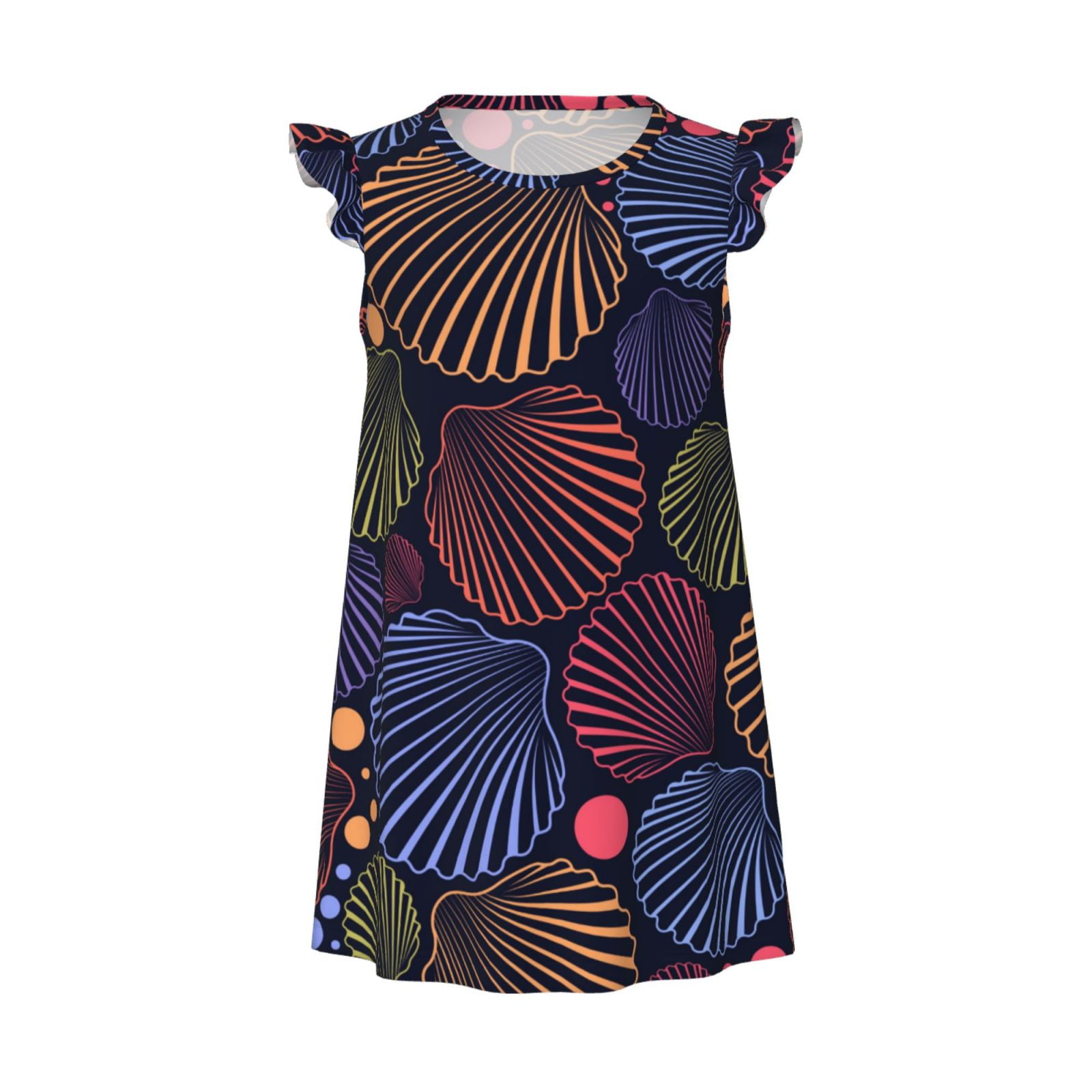 Disketp Colorful Shells Print Girls Nightgowns 3-10 Years Flutter Short ...