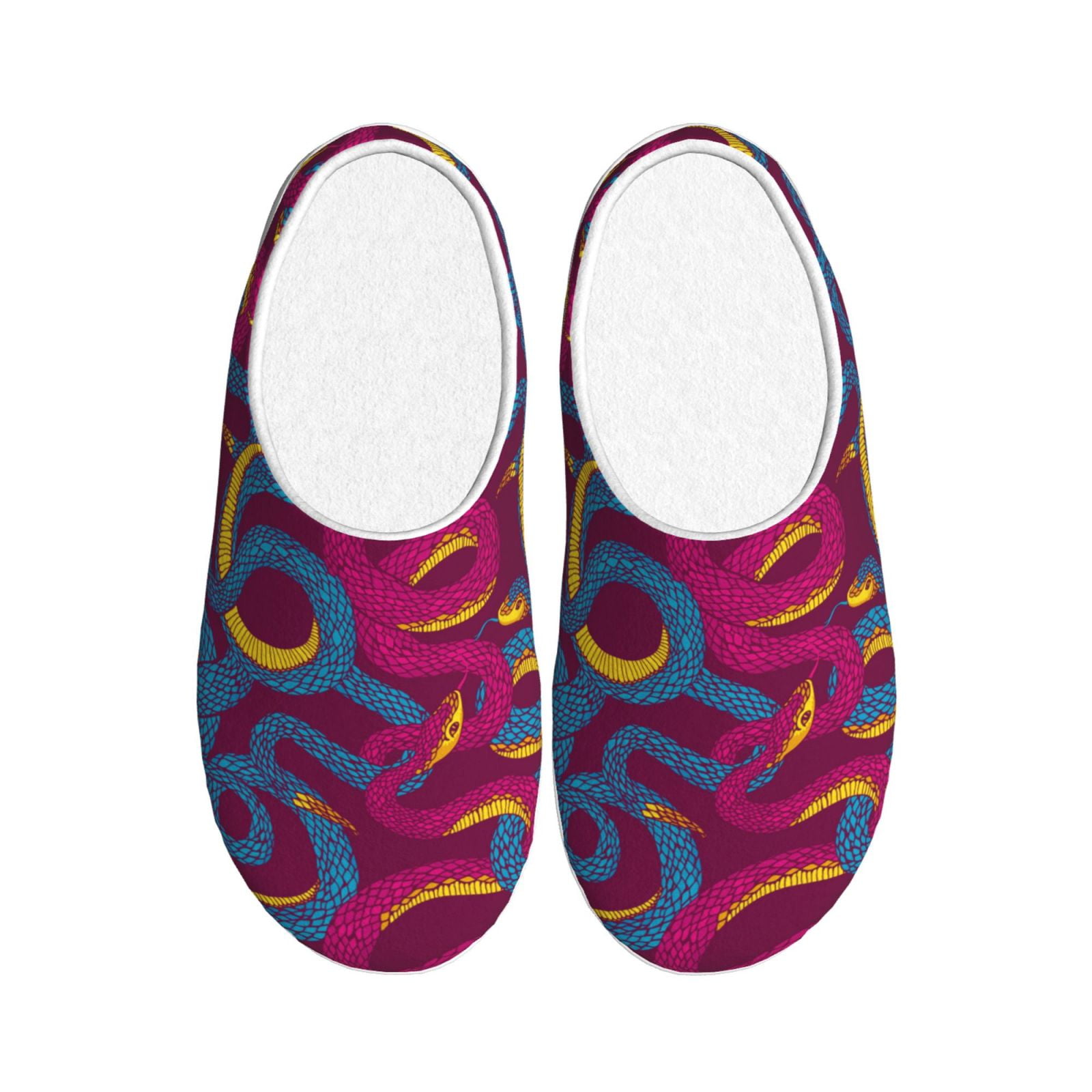 Disketp Colorful Snake Women's Men's Slippers Plush Slip-On House ...