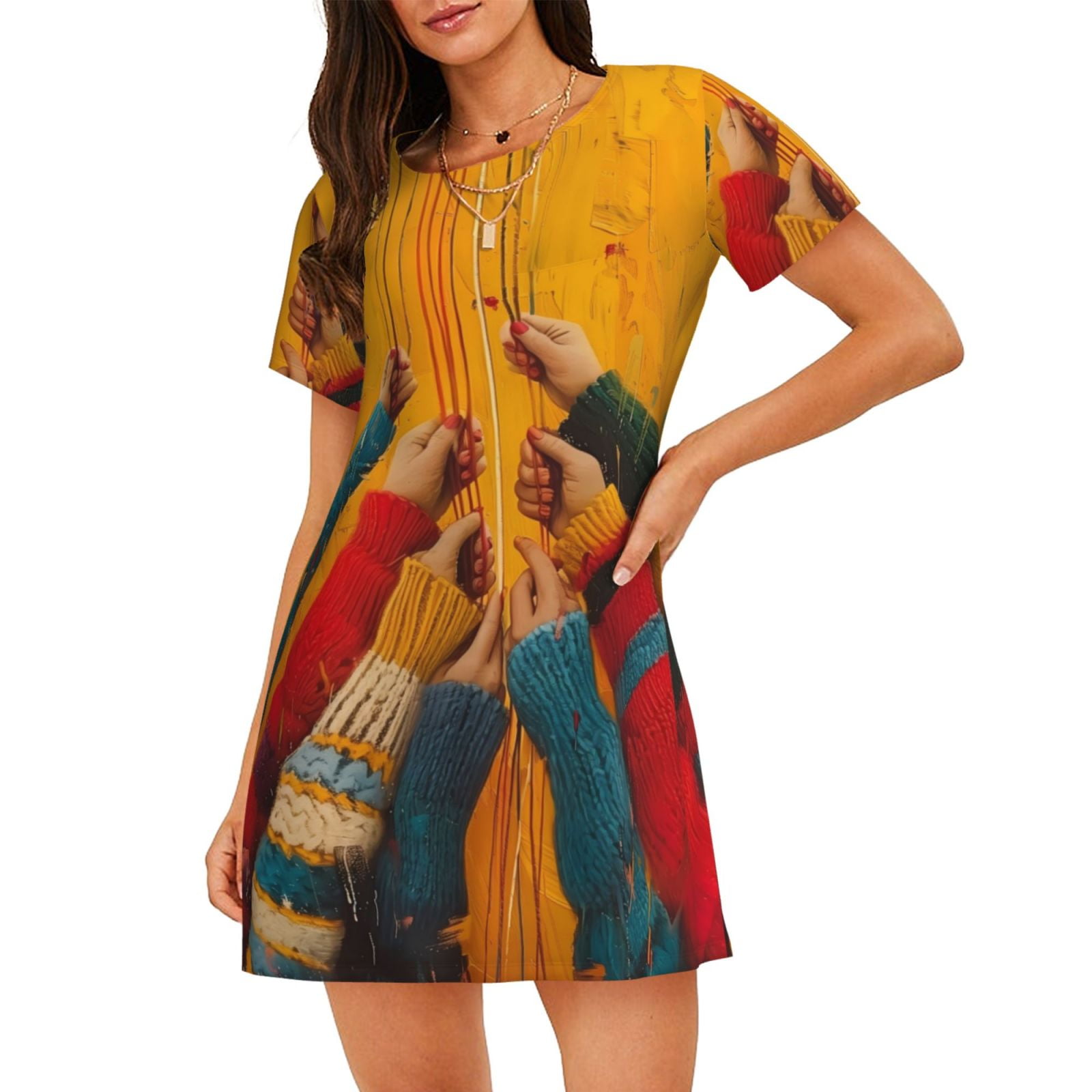 Disketp Colorful Sweaters And Strings for Womens Short Sleeve ...