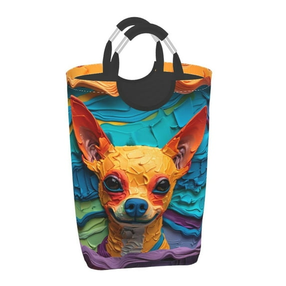 Disketp Colorful Textured Chihuahua Square Laundry Bag Large ...