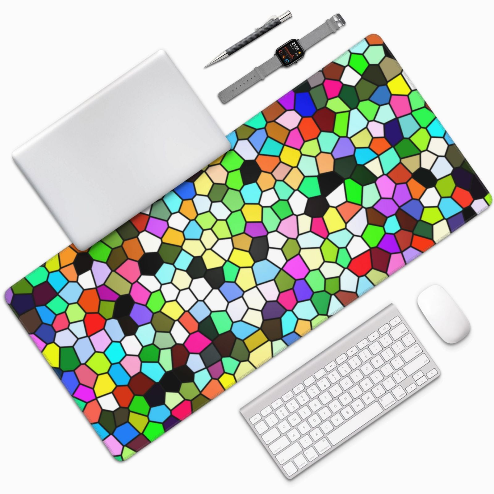 Disketp Colorful Tie Dye Stained Glass Gaming Mouse Mat Long Extended ...