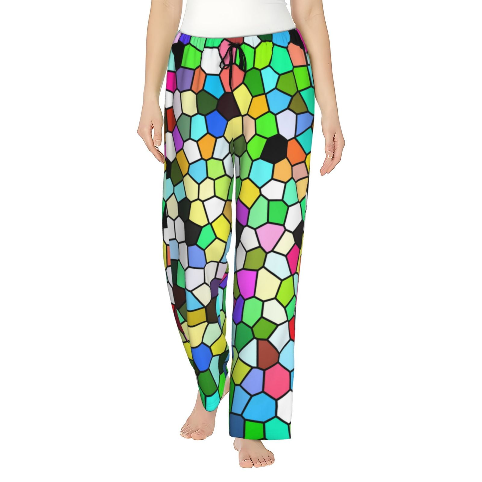 Disketp Colorful Tie Dye Stained Glass Print Women'S Comfy Pajama Pants ...