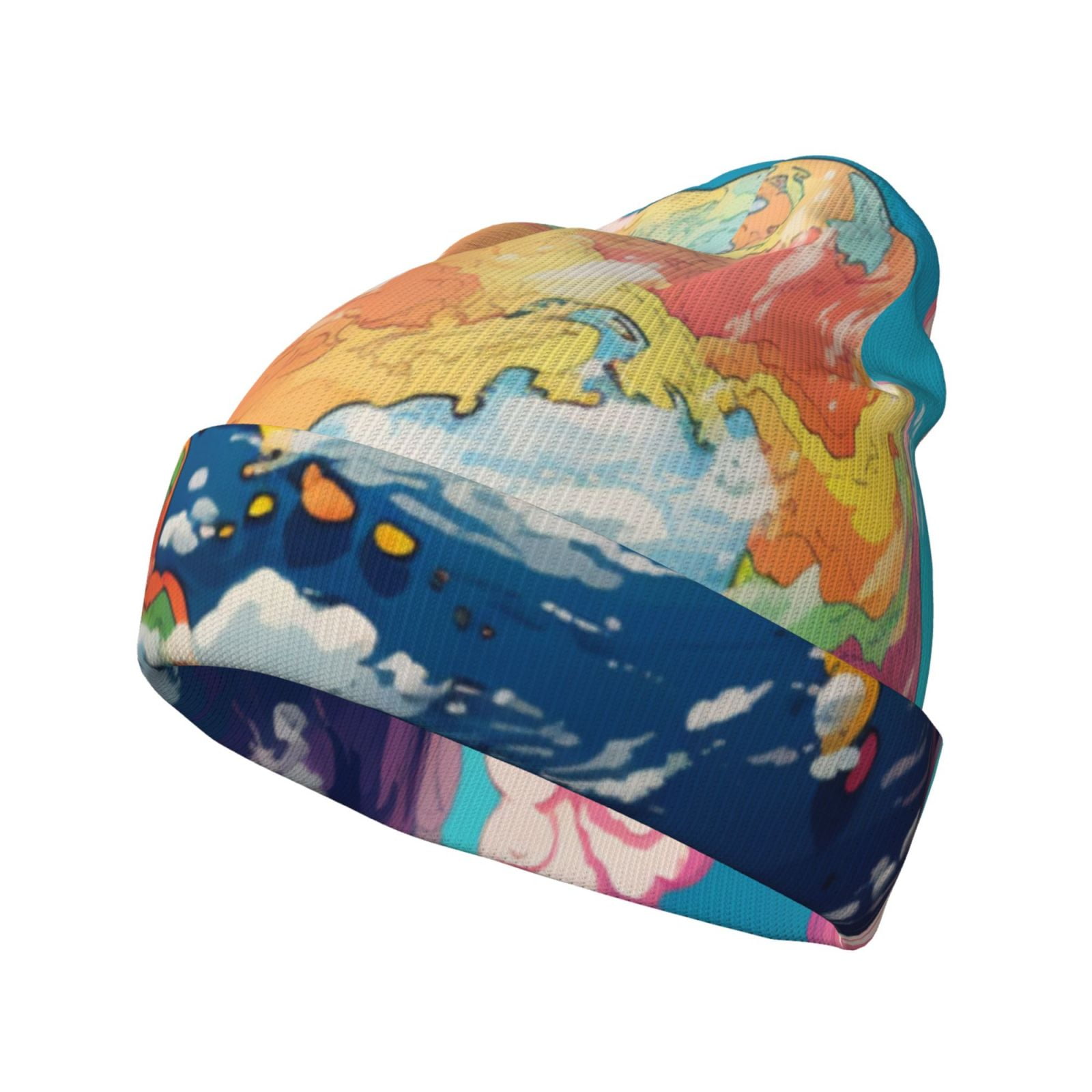 Disketp Colorful Whimsical Earth Winter Beanie for Men Women Beanie ...