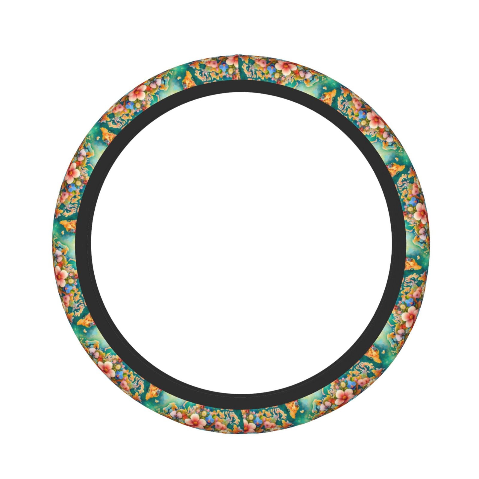 Disketp Colorful World Map Elastic Microfiber Steering Wheel Cover for ...