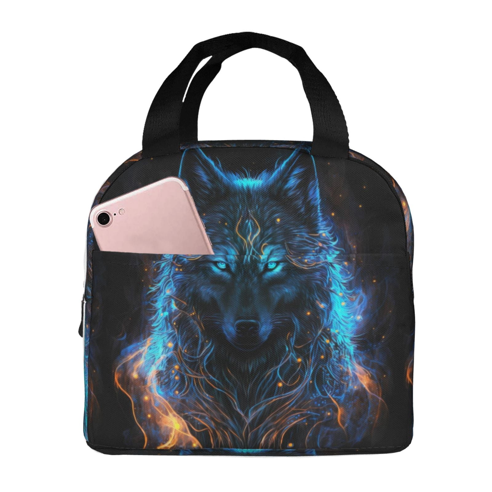 Disketp Cool Blue Light Wolf Lunch Bag for Women Men, Leakproof Thermal ...