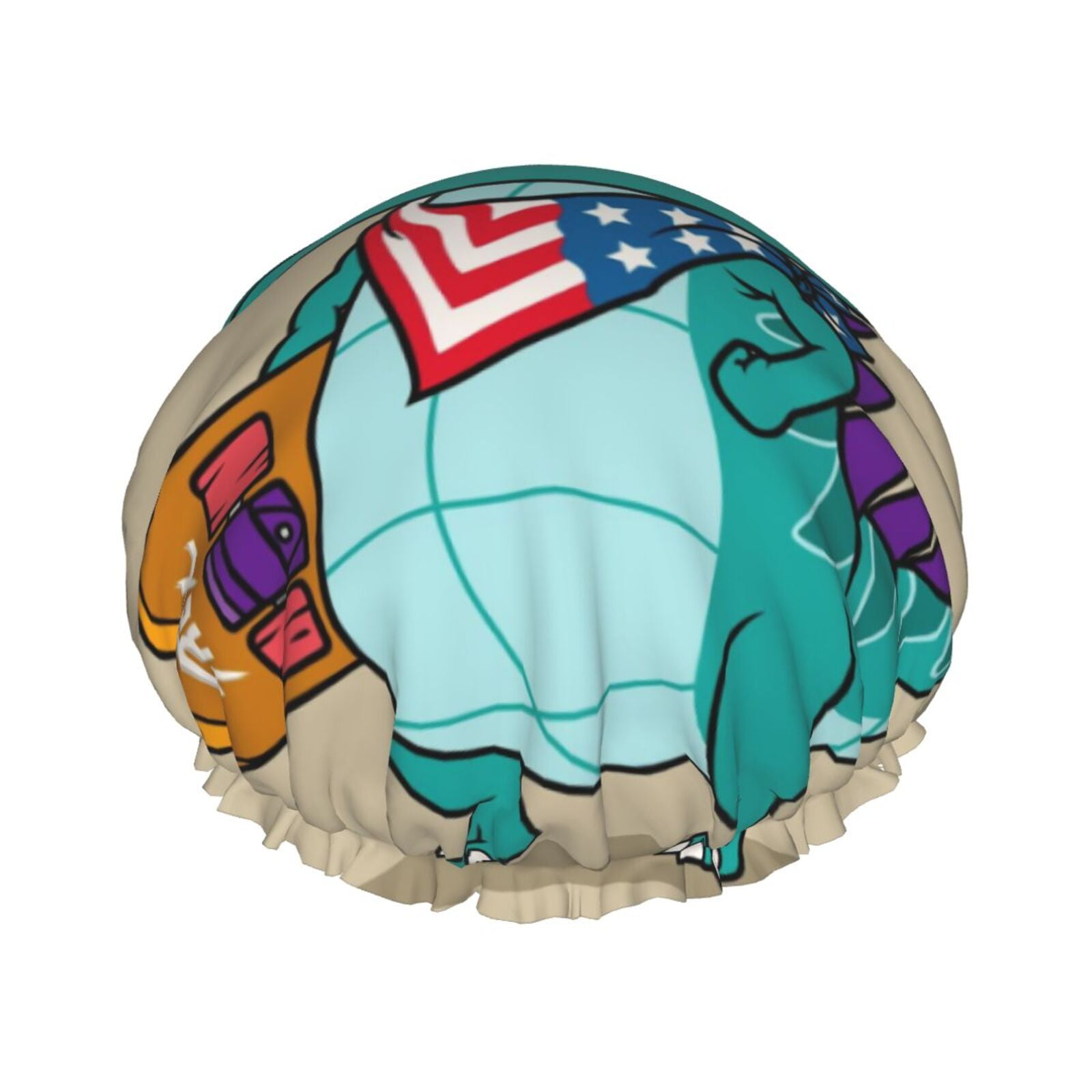 Disketp Cool Dino Playing Skateboard Shower Caps,Reusable Shower Cap ...