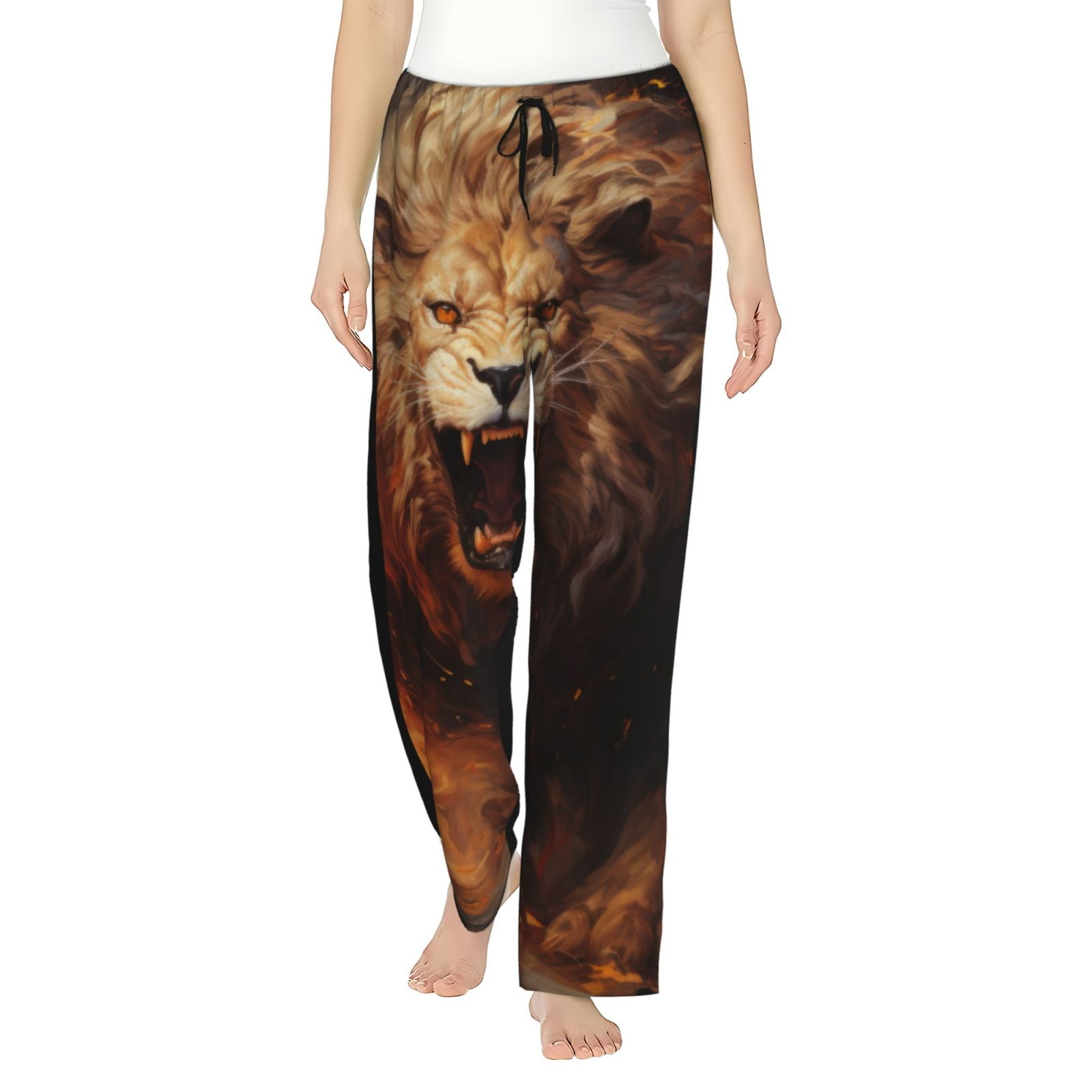 Disketp Cool Fire Lion for Women's Pajama Pants - Ultra Soft Fleece ...